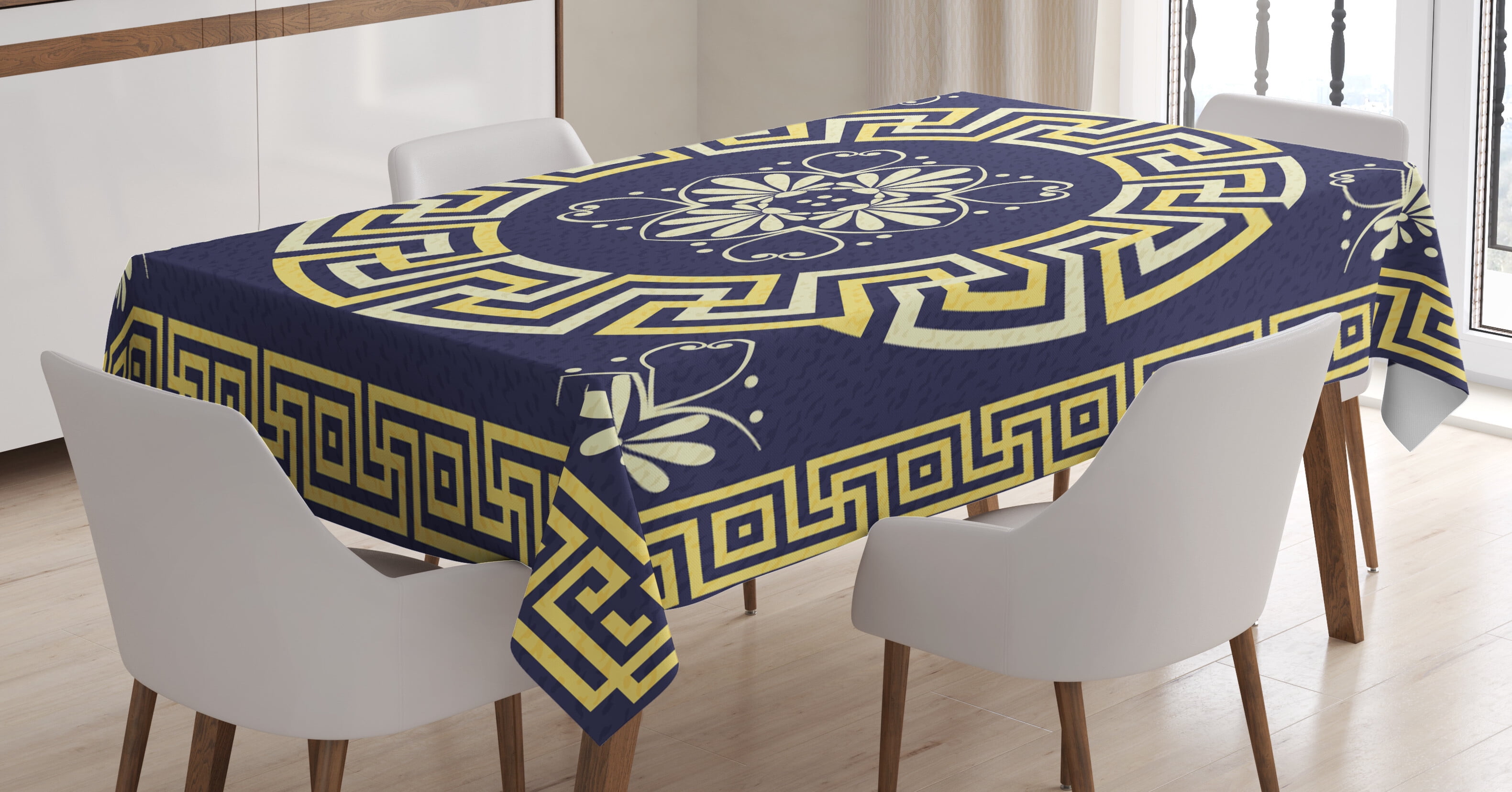 Ambesonne Greek Tablecloth Rectangular Table Cover, Retro Spring ...