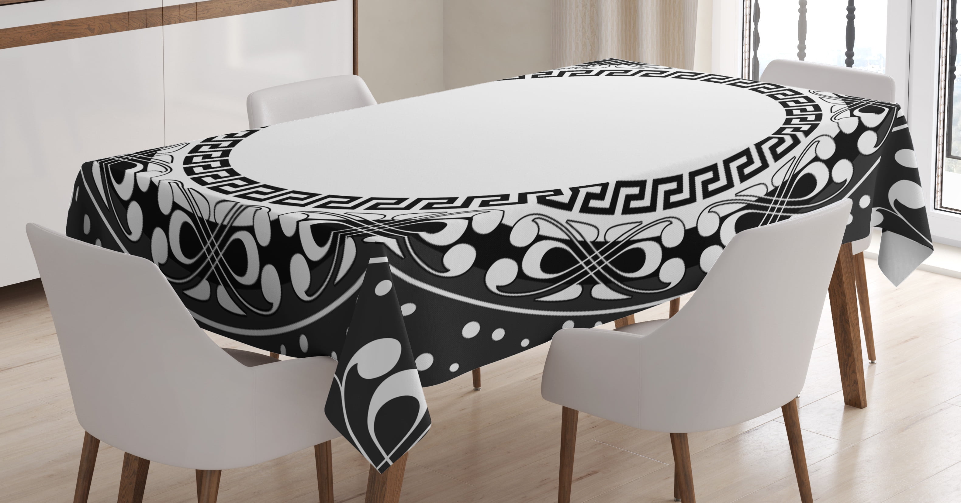 Ambesonne Greek Tablecloth Rectangular Table Cover, Spirals Swirl ...