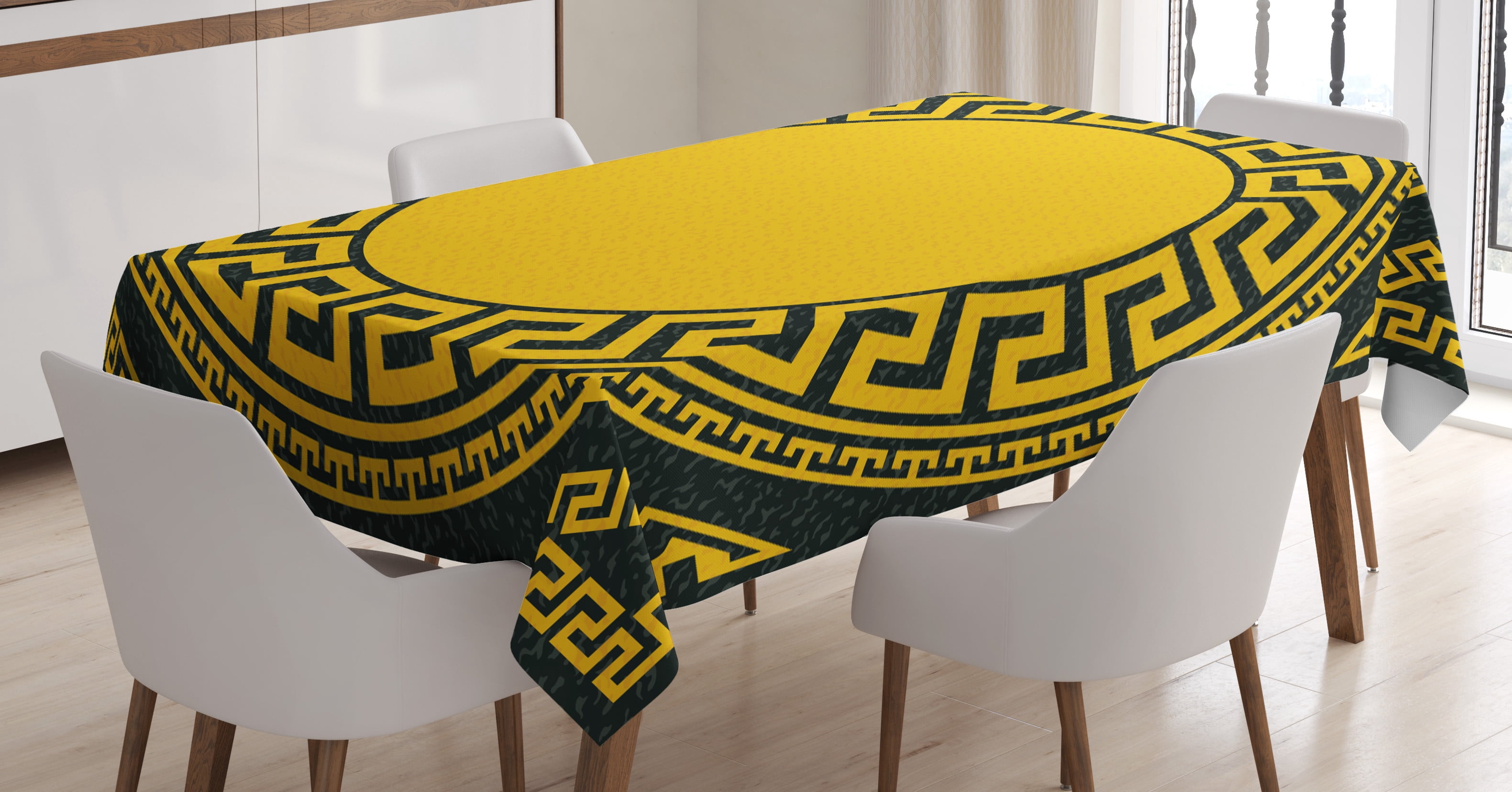 Ambesonne Greek Tablecloth Rectangular Table Cover, Sun Inspired Big ...