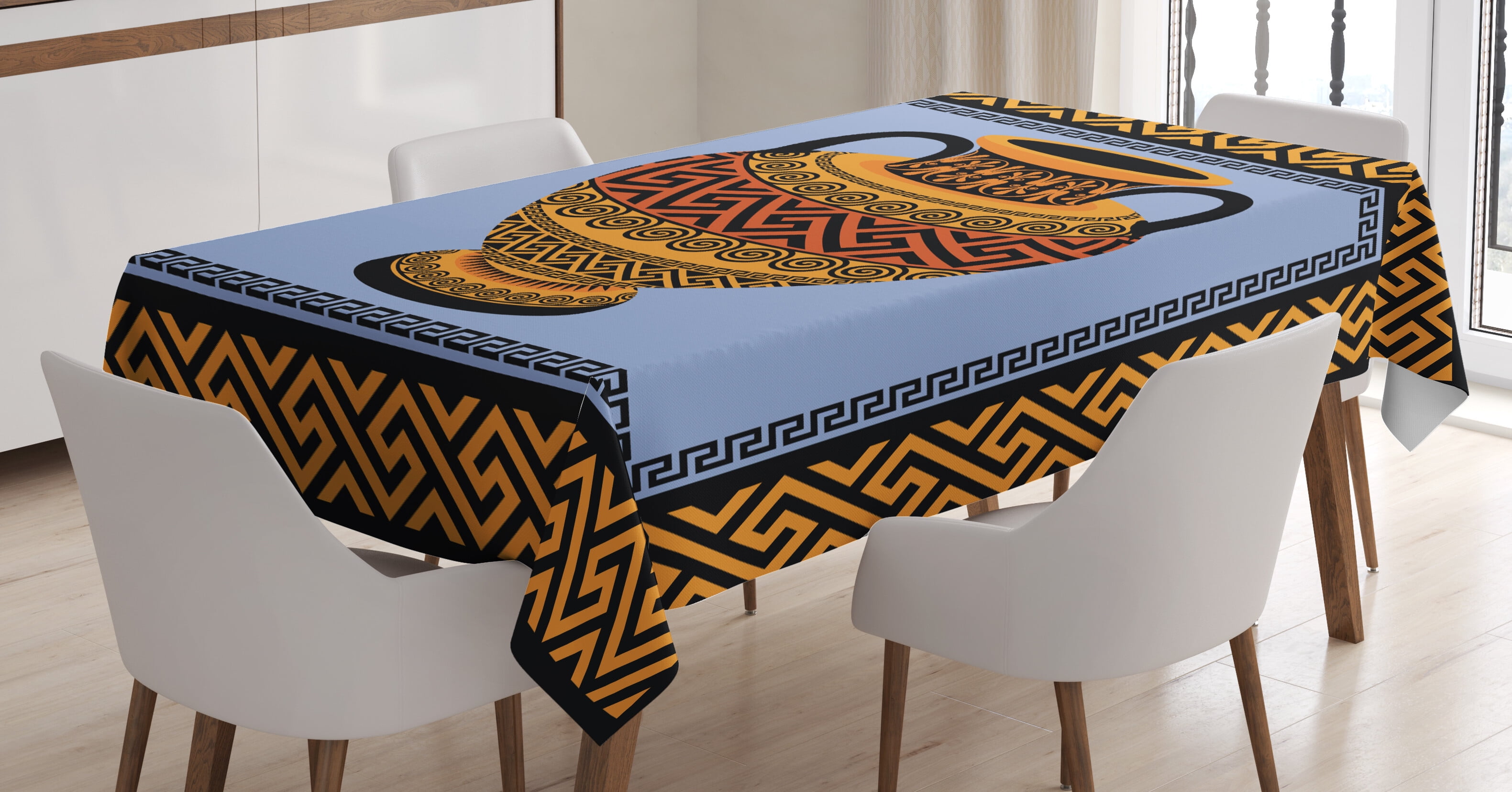 Ambesonne Greek Tablecloth Rectangular Table Cover, Traditional Amphora ...