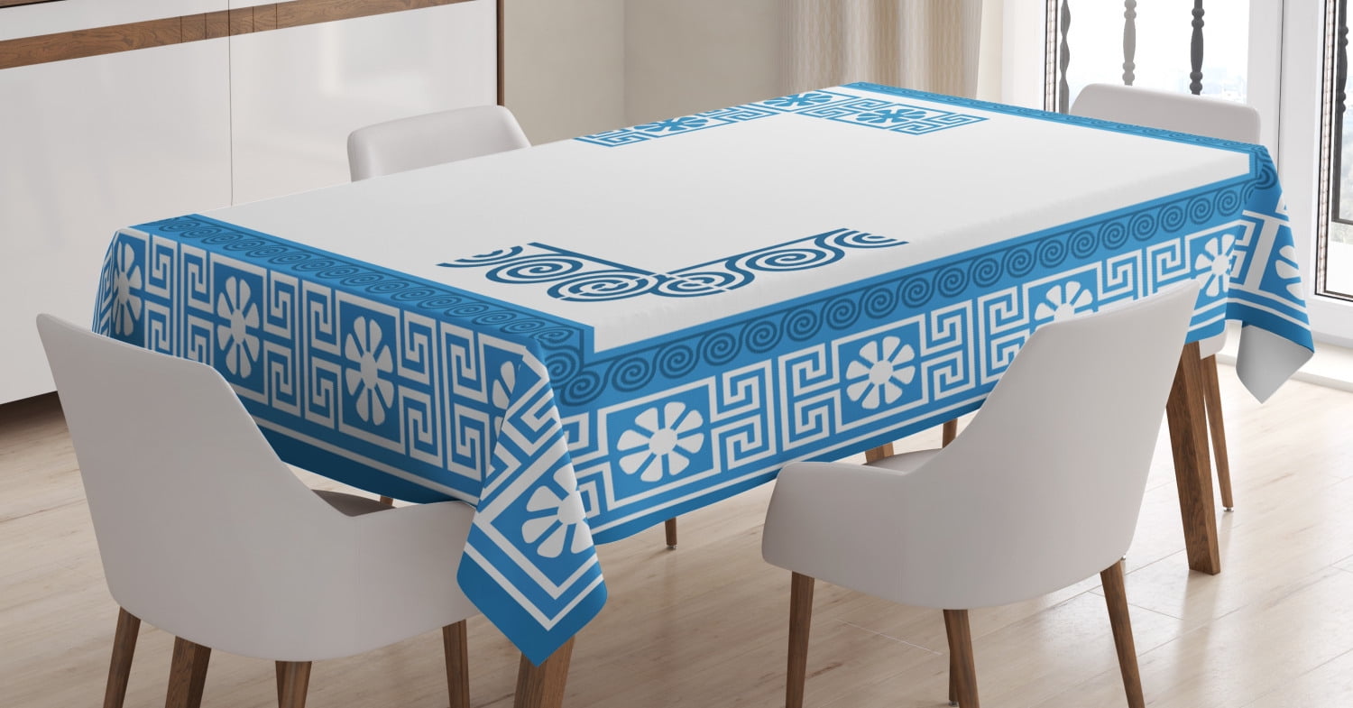 Ambesonne Greek Tablecloth Rectangular Table Cover, Traditional Vintage ...