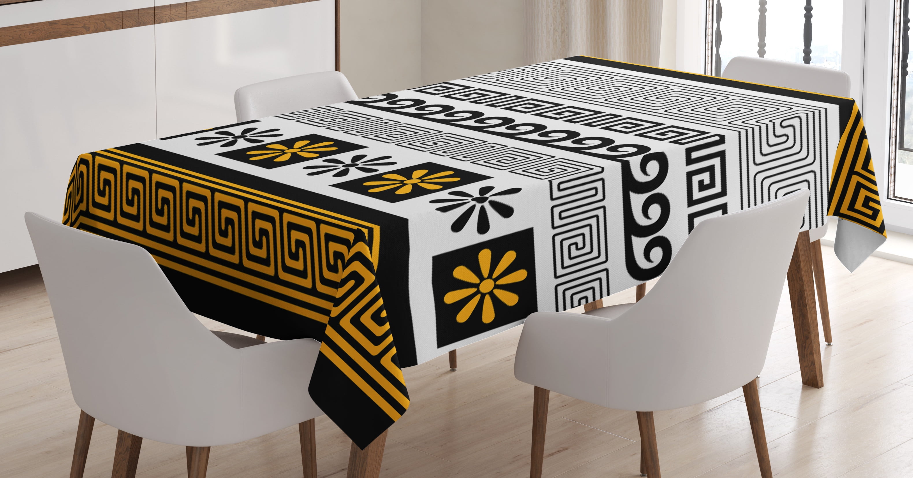 Ambesonne Greek Theme Tablecloth Rectangular Table Cover, Greece ...