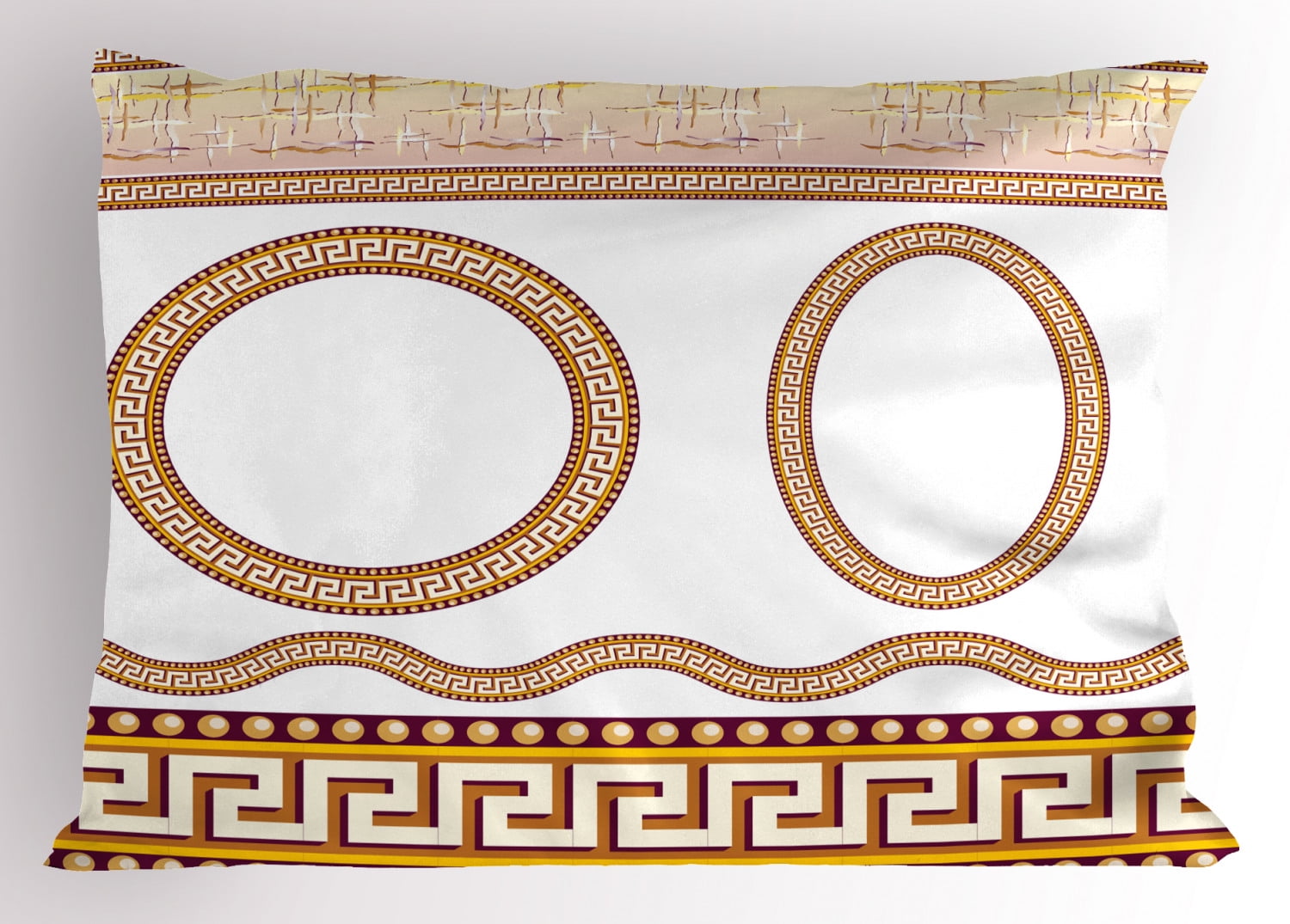 Ambesonne Greek Themed Pillow Sham, Fret Borders Circles, 36" X 20 ...