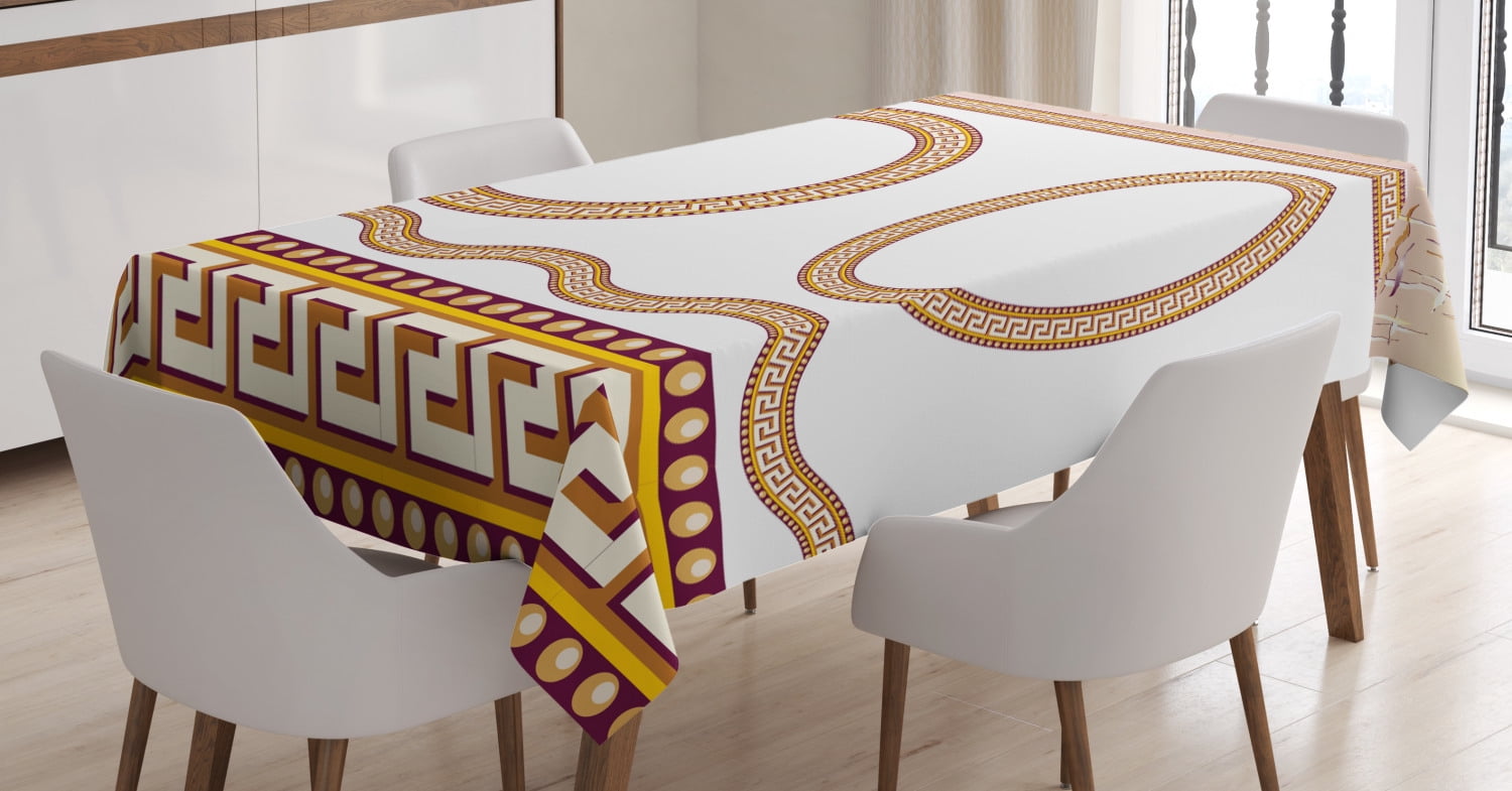 Ambesonne Greek Themed Tablecloth Rectangular Table Cover, Fret Borders ...