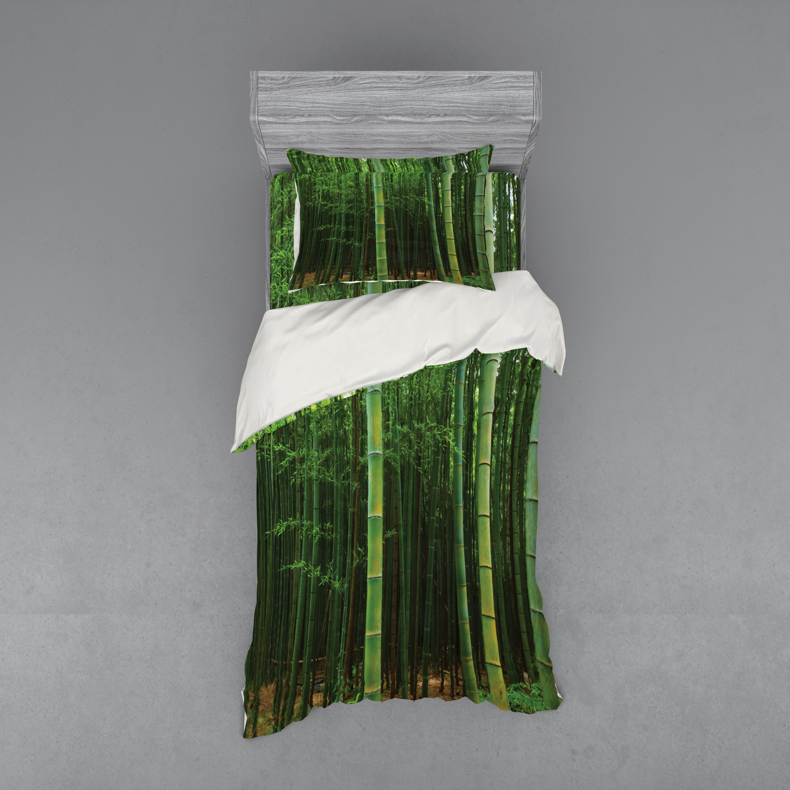 Ambesonne Green Bedding Set 3 Pcs, Exotic Tree Forest Scenery, Twin XL ...