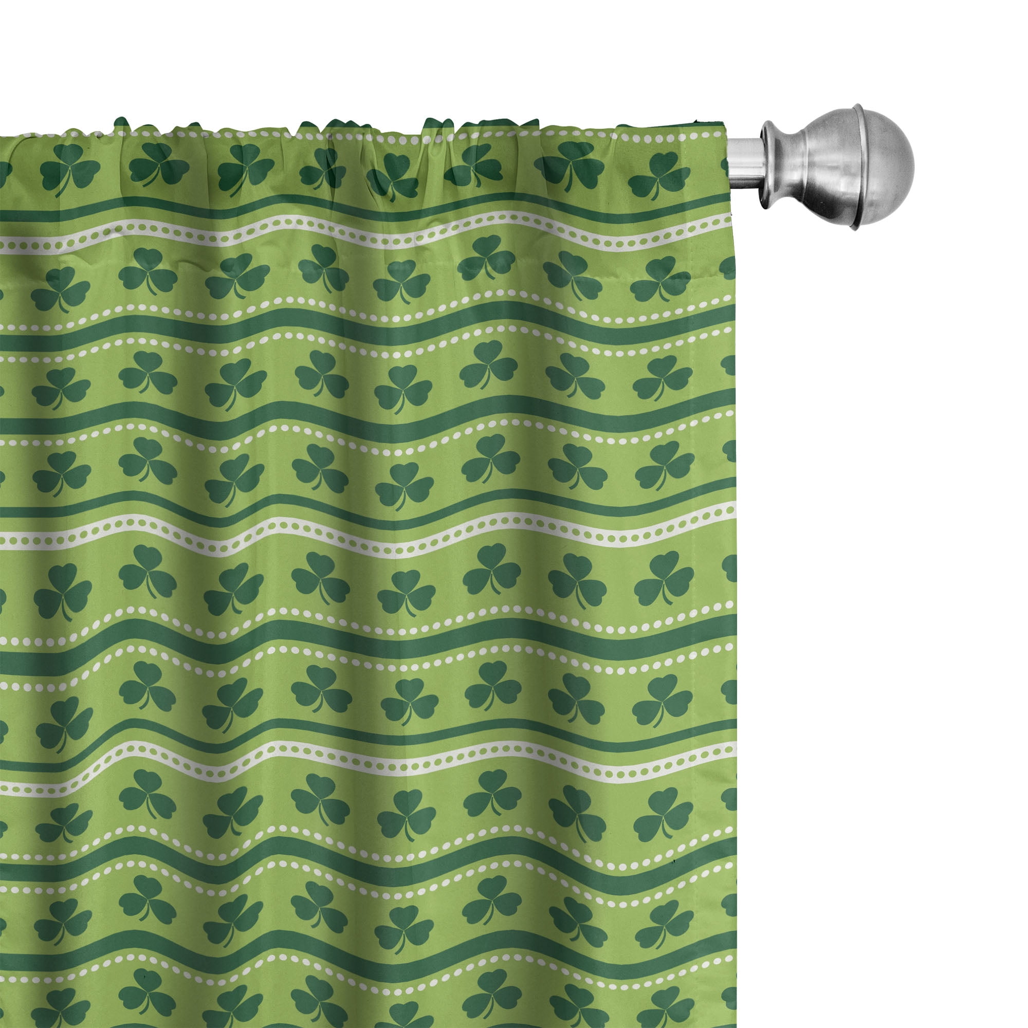 Ambesonne Green Curtains, Traditional Irish Clovers, Pair of 28"x95 ...