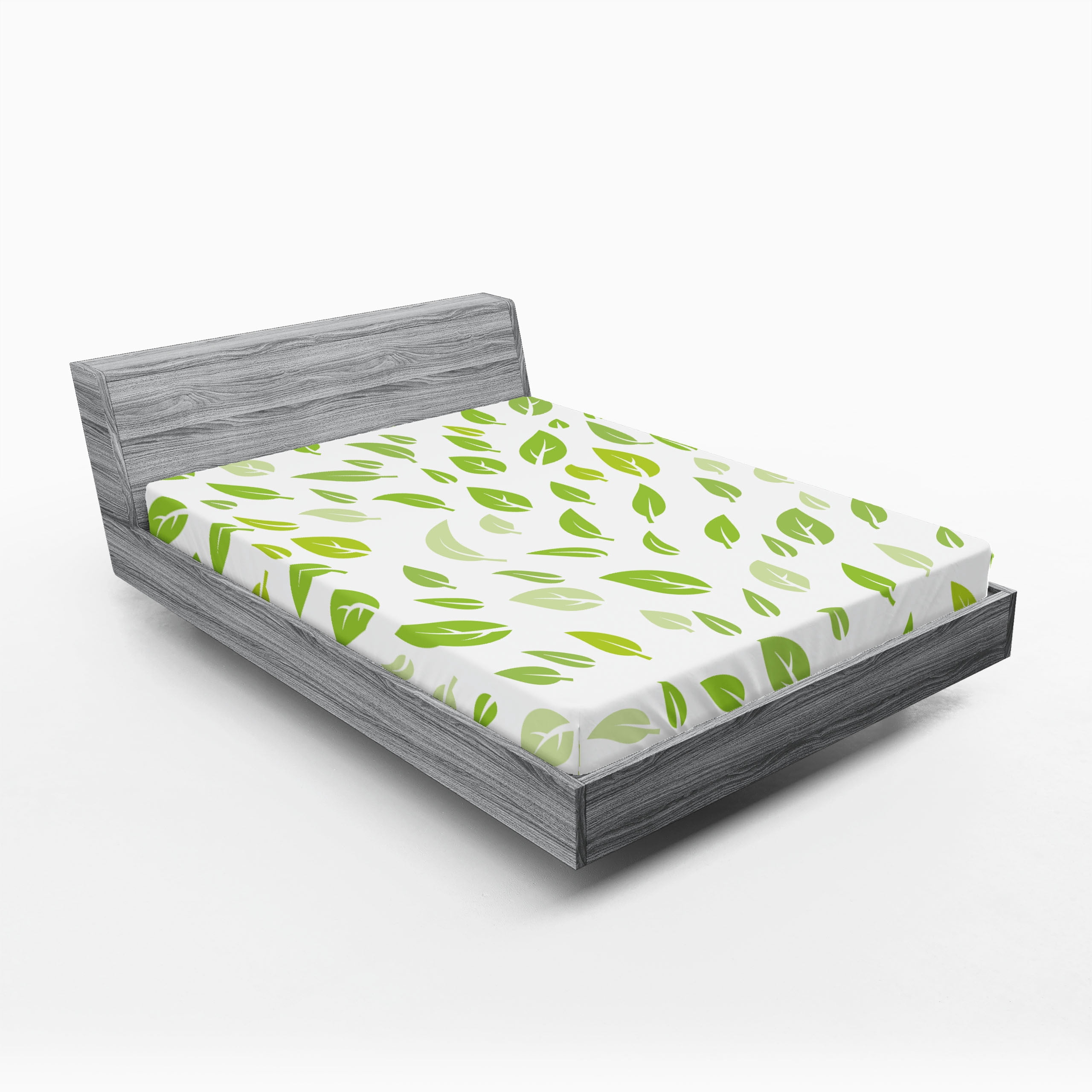Ambesonne Green Fitted Sheet, Summer Spring Garden Leaf, Queen Size ...