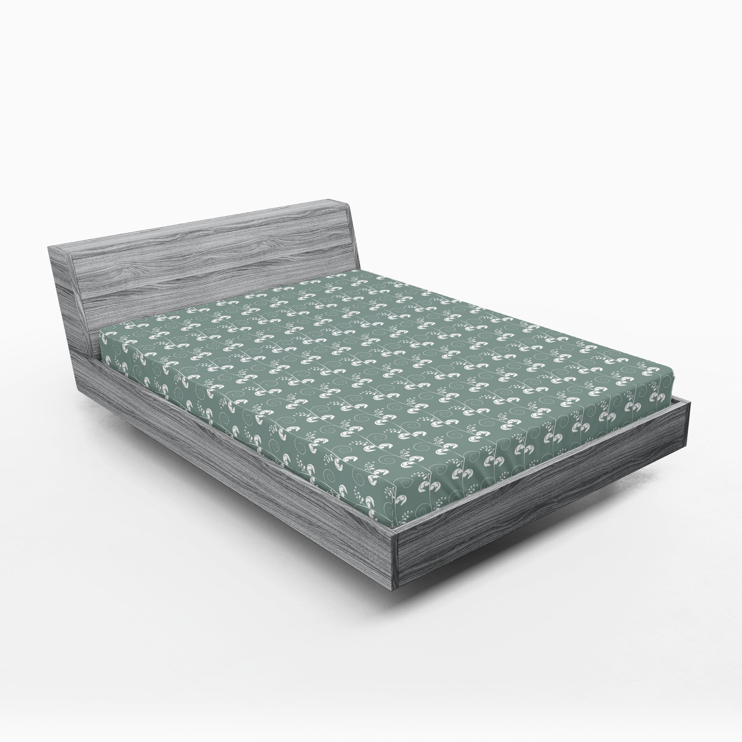 Ambesonne Green Fitted Sheet, Victorian, Full Size, Pale Sage Green ...