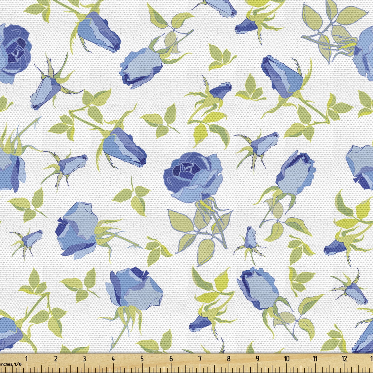 Ambesonne Green Flower Fabric by the Yard Upholstery, Ornate Rose Buds ...