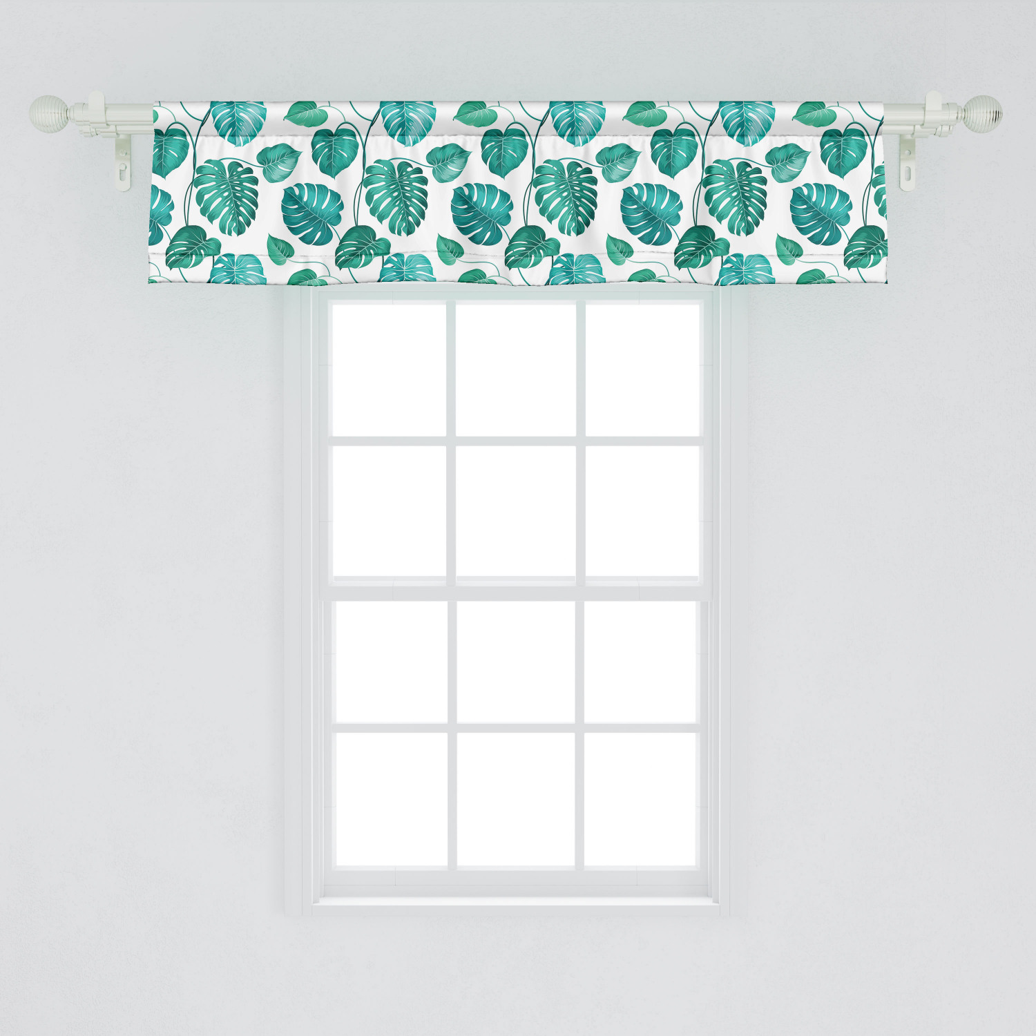 Ambesonne Green Leaf Window Valance, Tropical Palm Tree Leaves Exotic ...