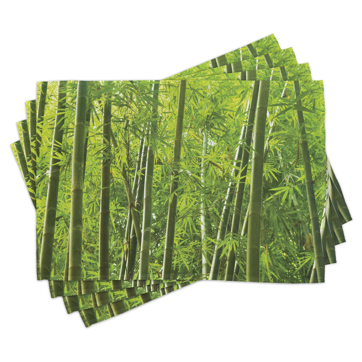 Ambesonne Green Place Mats Set of 4, Exotic Tropical Asian Leaf ...