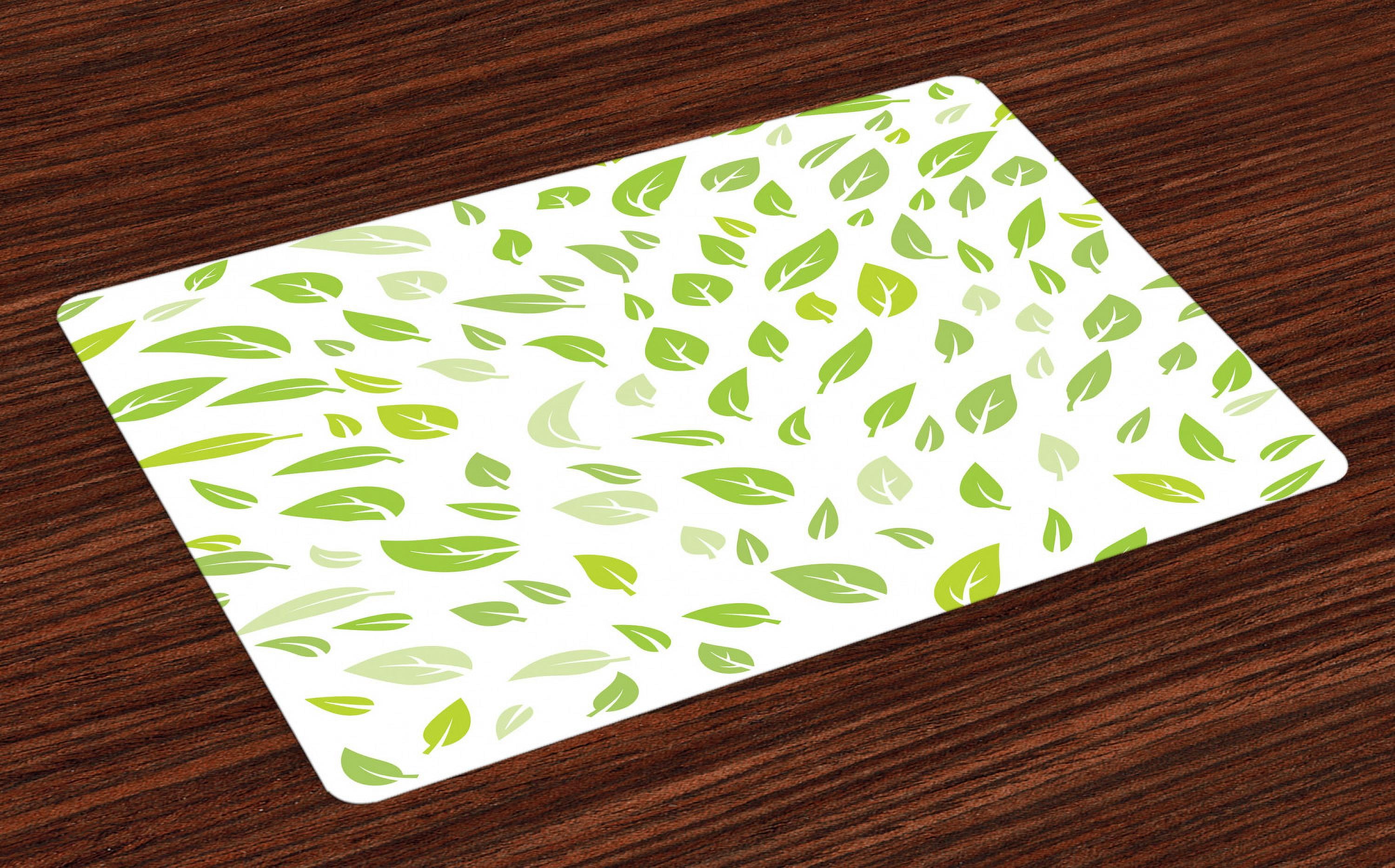 Ambesonne Green Place Mats Set of 4, Summer Spring Garden Leaf ...