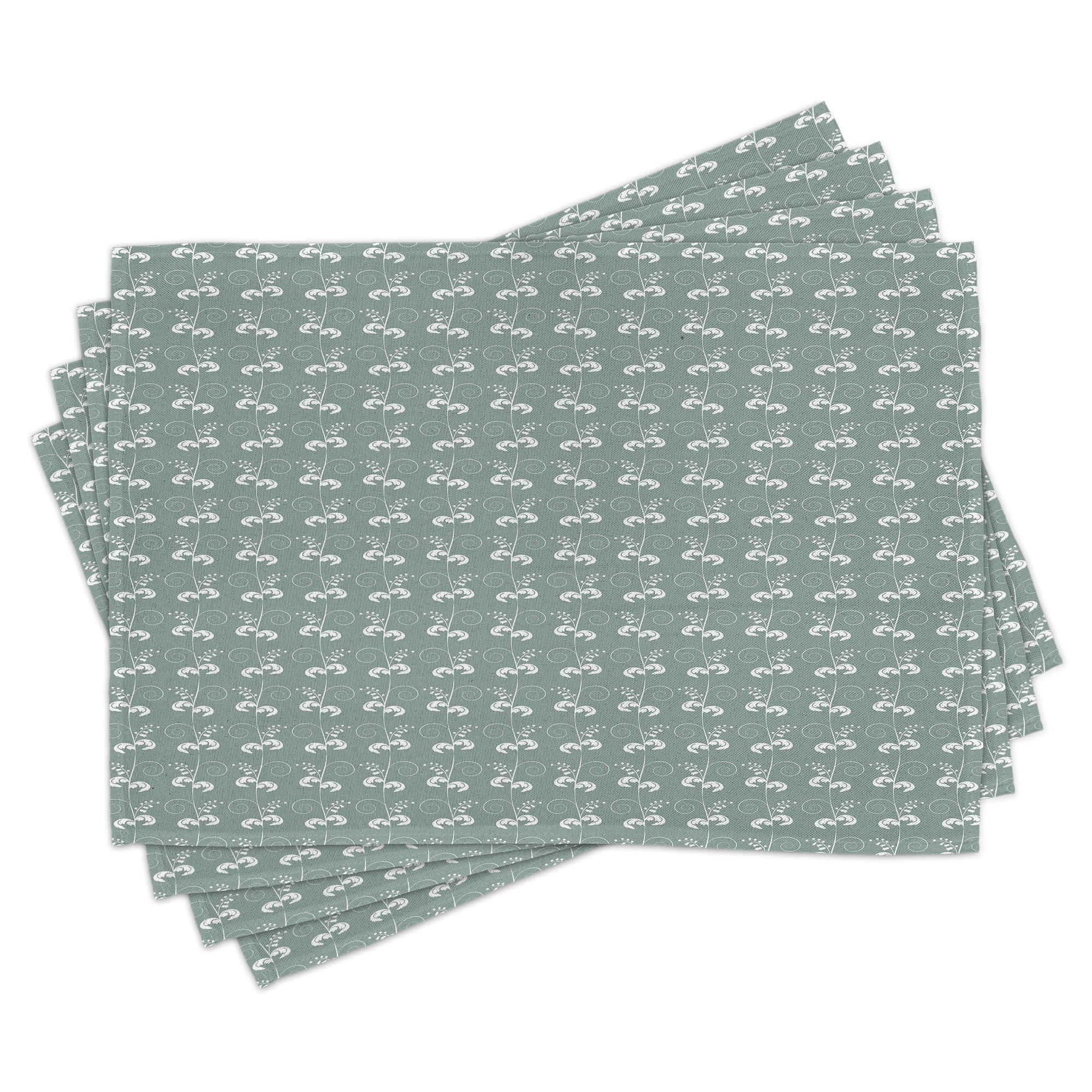 Ambesonne Green Place Mats Set of 4, Victorian, Standard Size, Pale ...