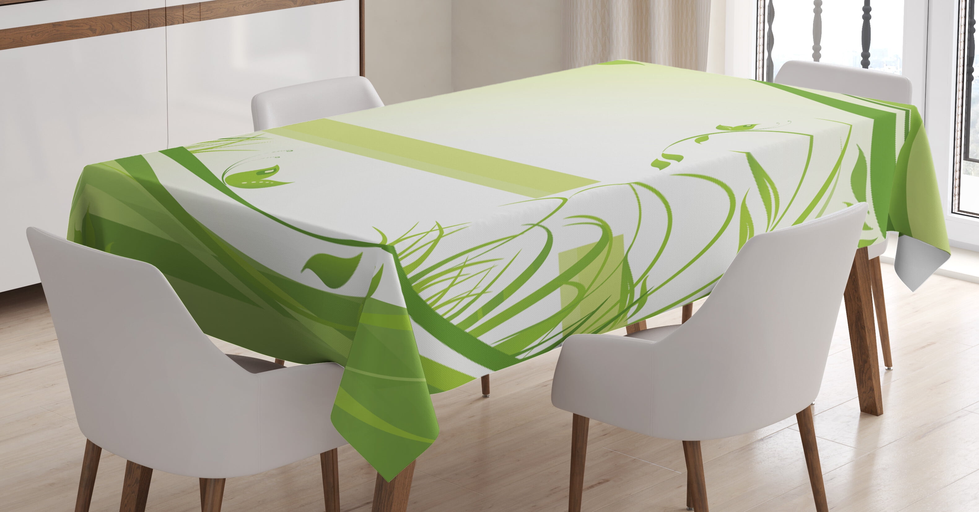 Ambesonne Green Tablecloth Rectangular Table Cover, Abstract Fresh ...