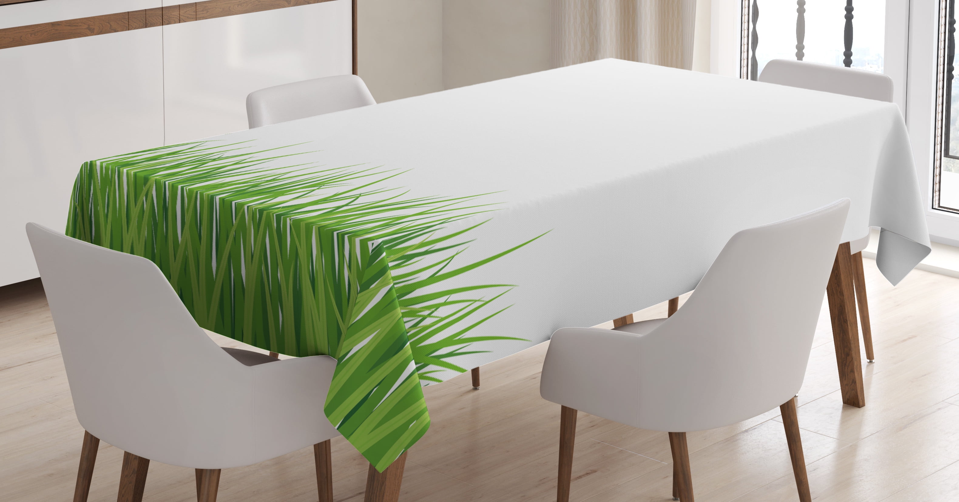 Ambesonne Green Tablecloth Rectangular Table Cover, Fresh Grass Lawn ...