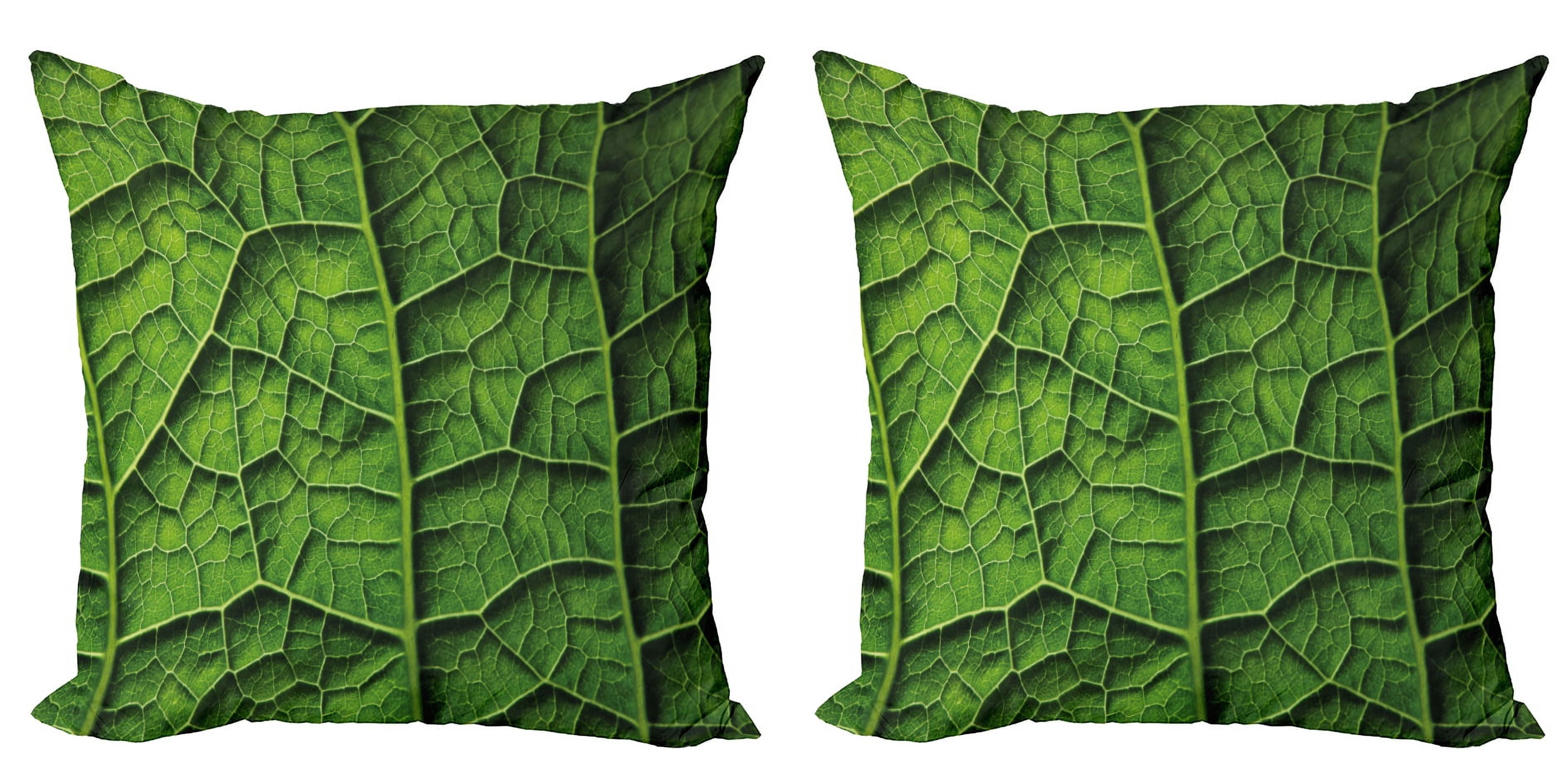 Ambesonne Green Throw Pillow Cover 2 Pack, Forest Tree Leaf Texture, 16 ...