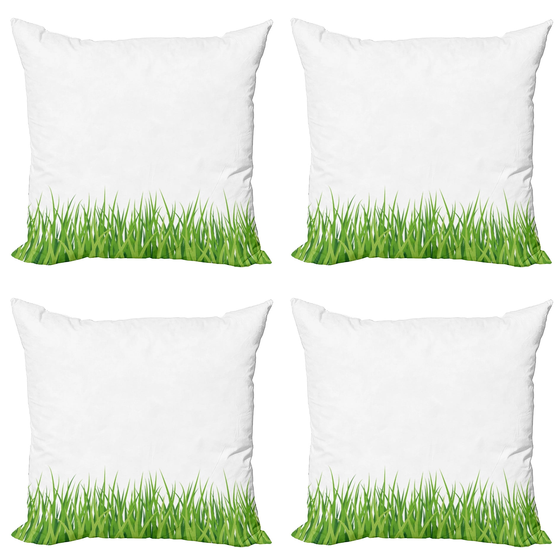 Ambesonne Green Throw Pillow Cover 4 Pack, Fresh Grass Lawn Garden, 18 ...