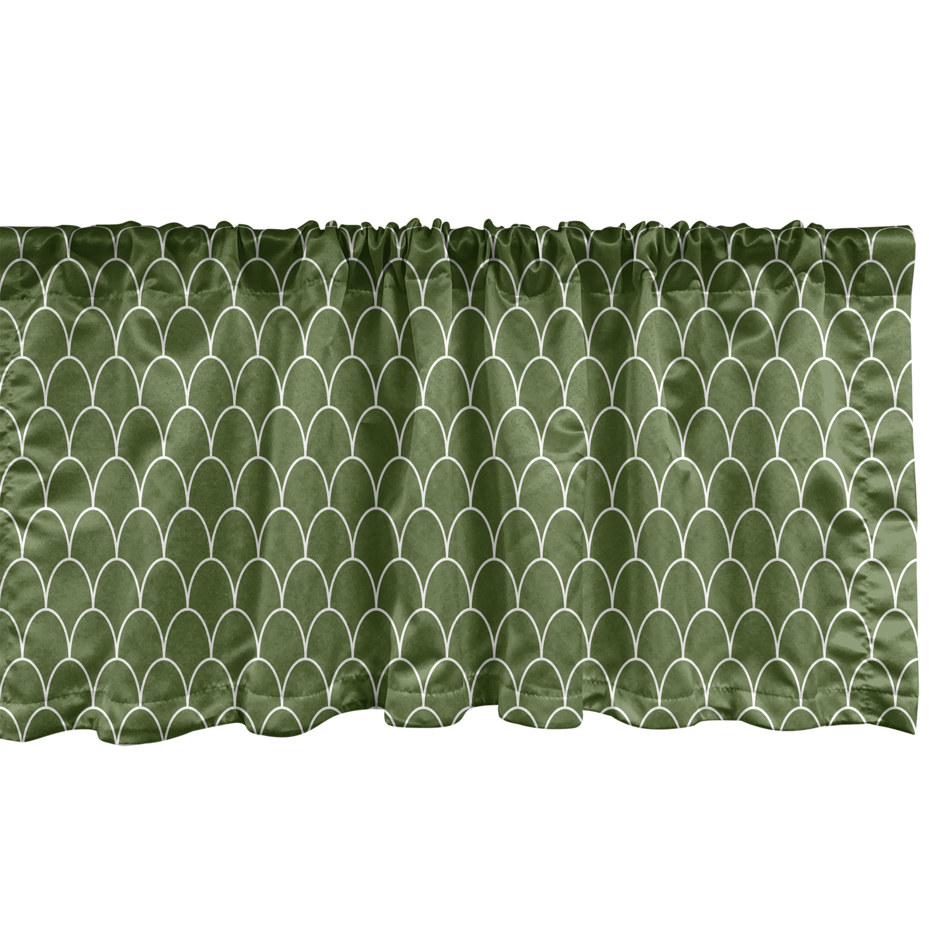 Ambesonne Green Window Valance, Geometric Wave Like Shape, 42" x 12 ...