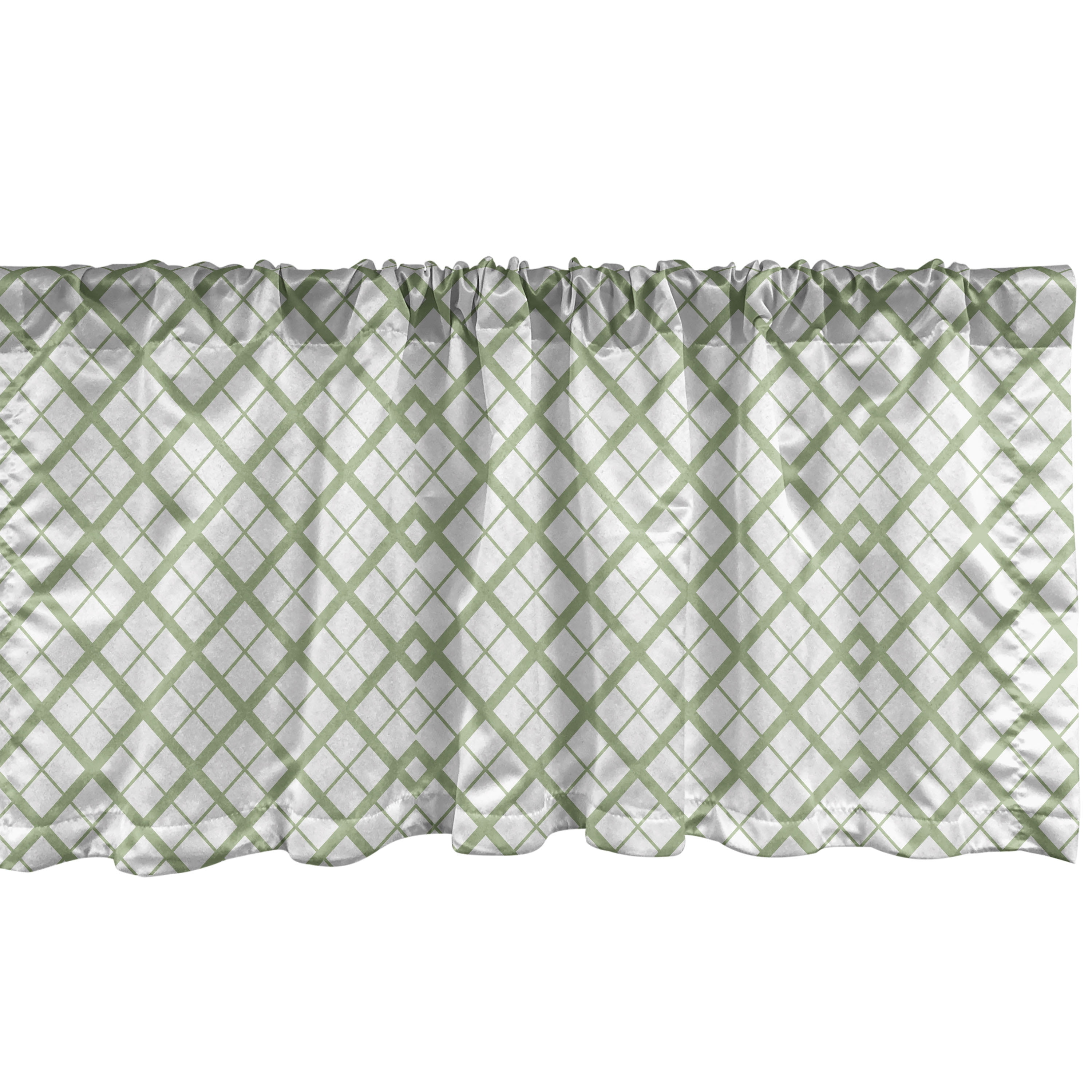 Ambesonne Green Window Valance, Retro Square Shapes Tile, 54" X 12 ...