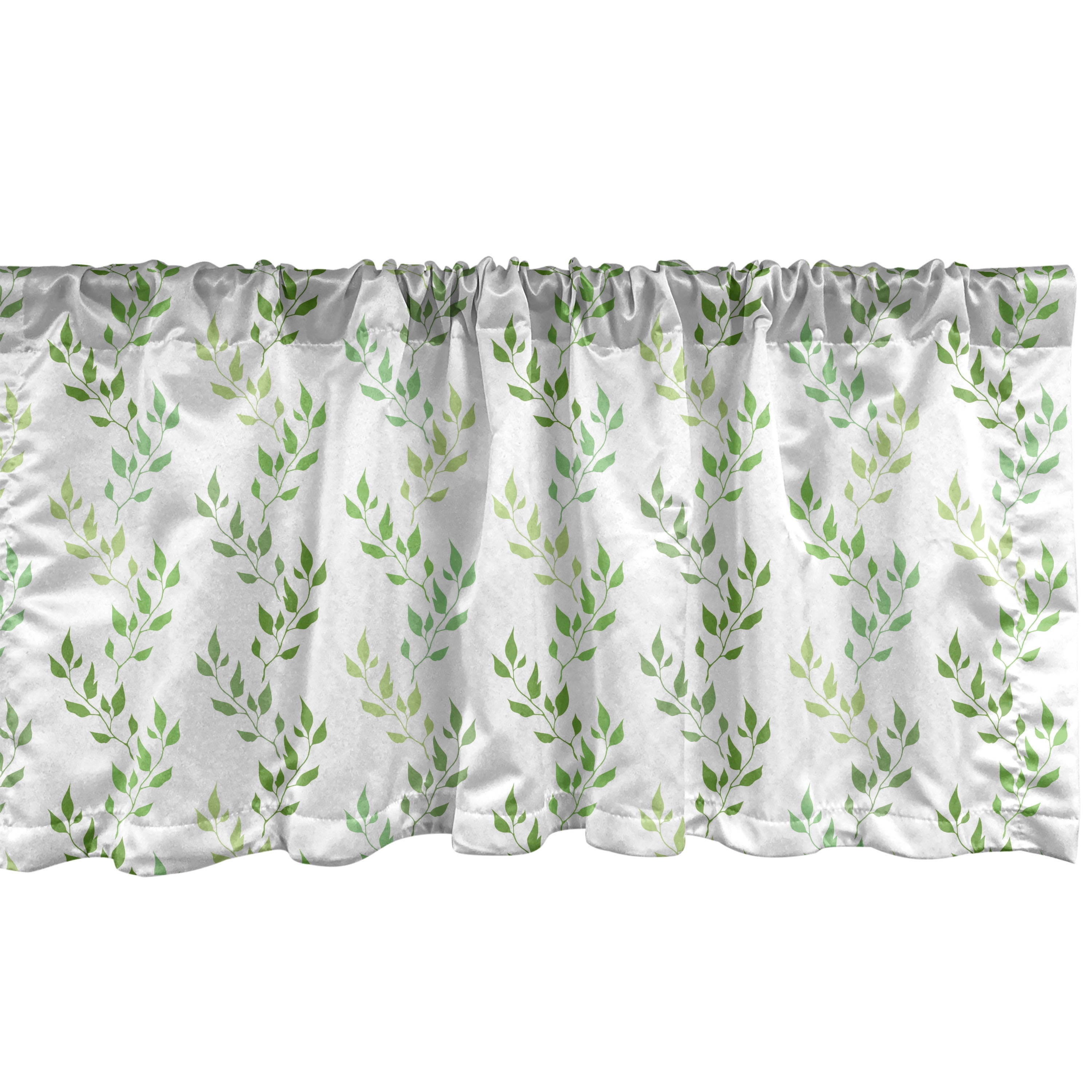 Ambesonne Green Window Valance, Symmetrical Olive Leaves, 54" X 12 ...