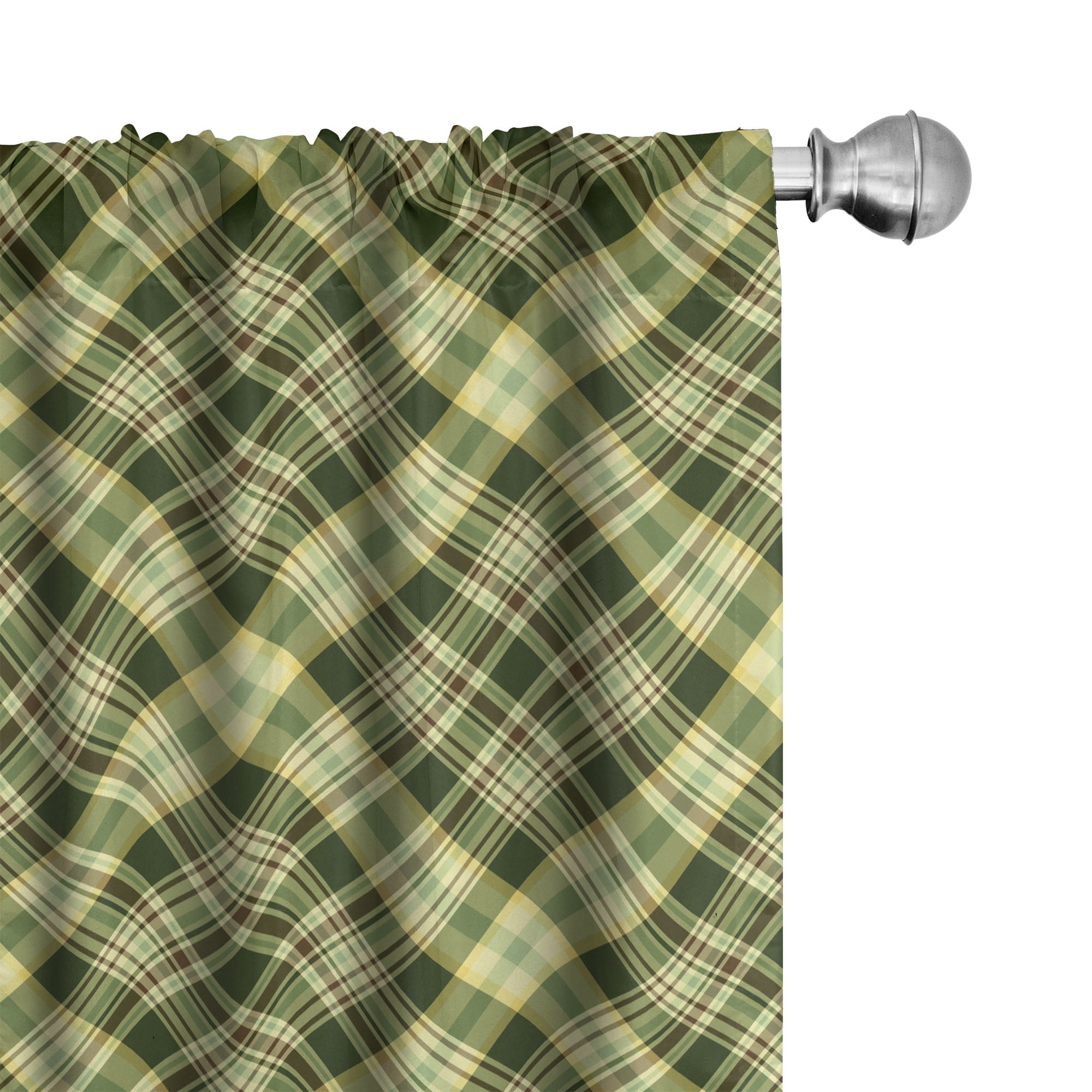 Ambesonne Green and Brown Curtains, Diagonal Tartan, Pair of 28"x63 ...