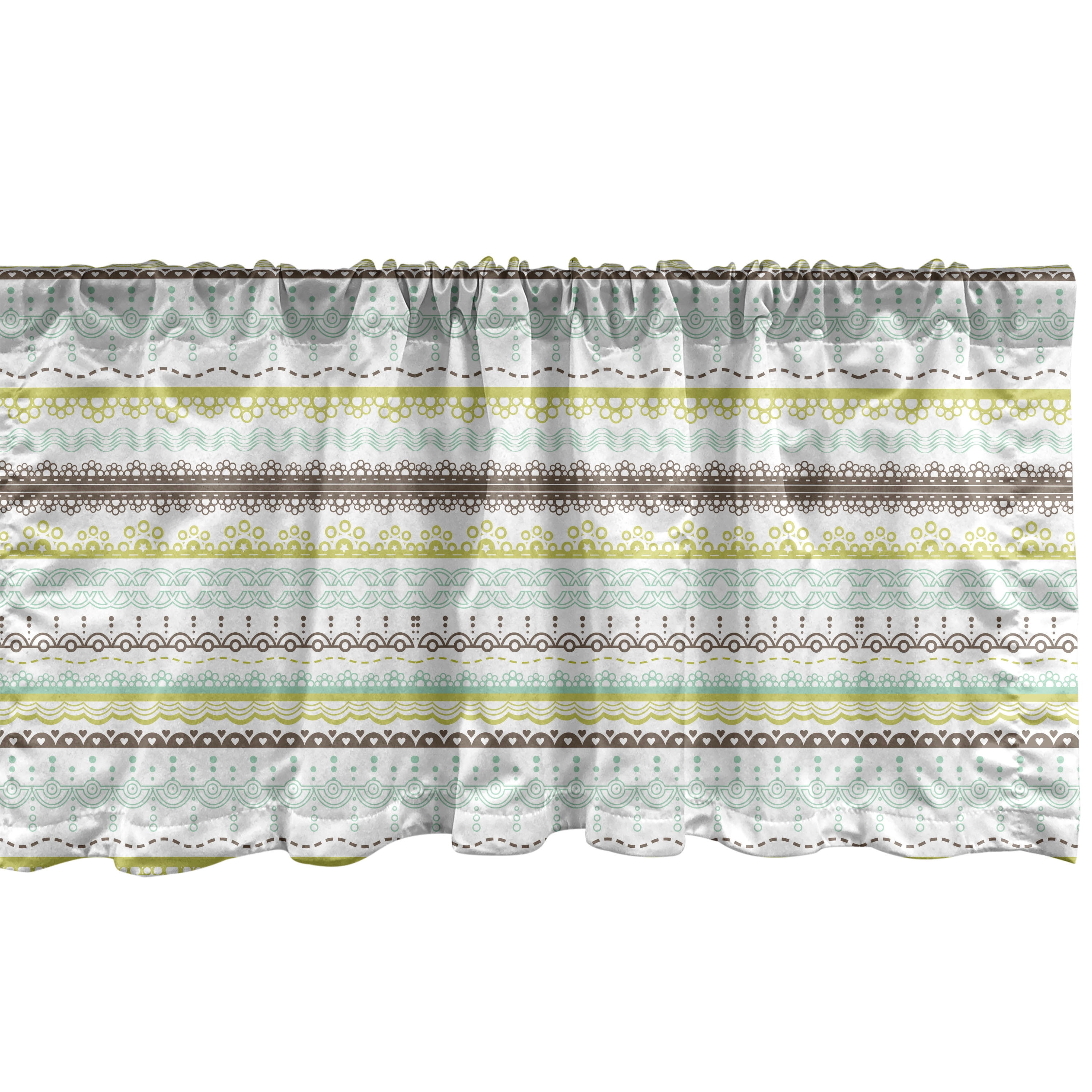 Ambesonne Green and Brown Window Valance, Lace Pattern, 54" X 18 ...
