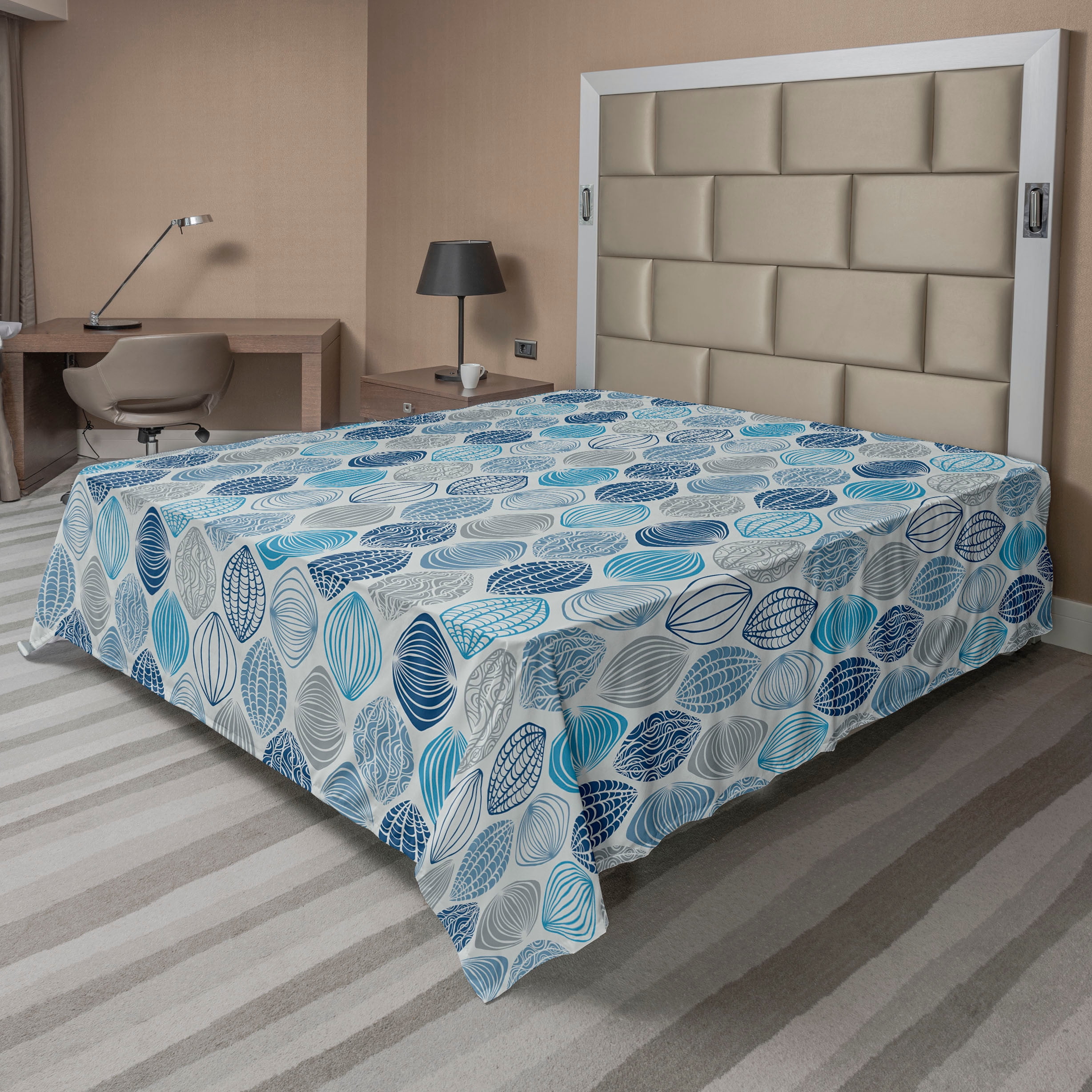 Ambesonne Grey Blue Flat Sheet, Round Shapes Design, Full Size, Pale ...