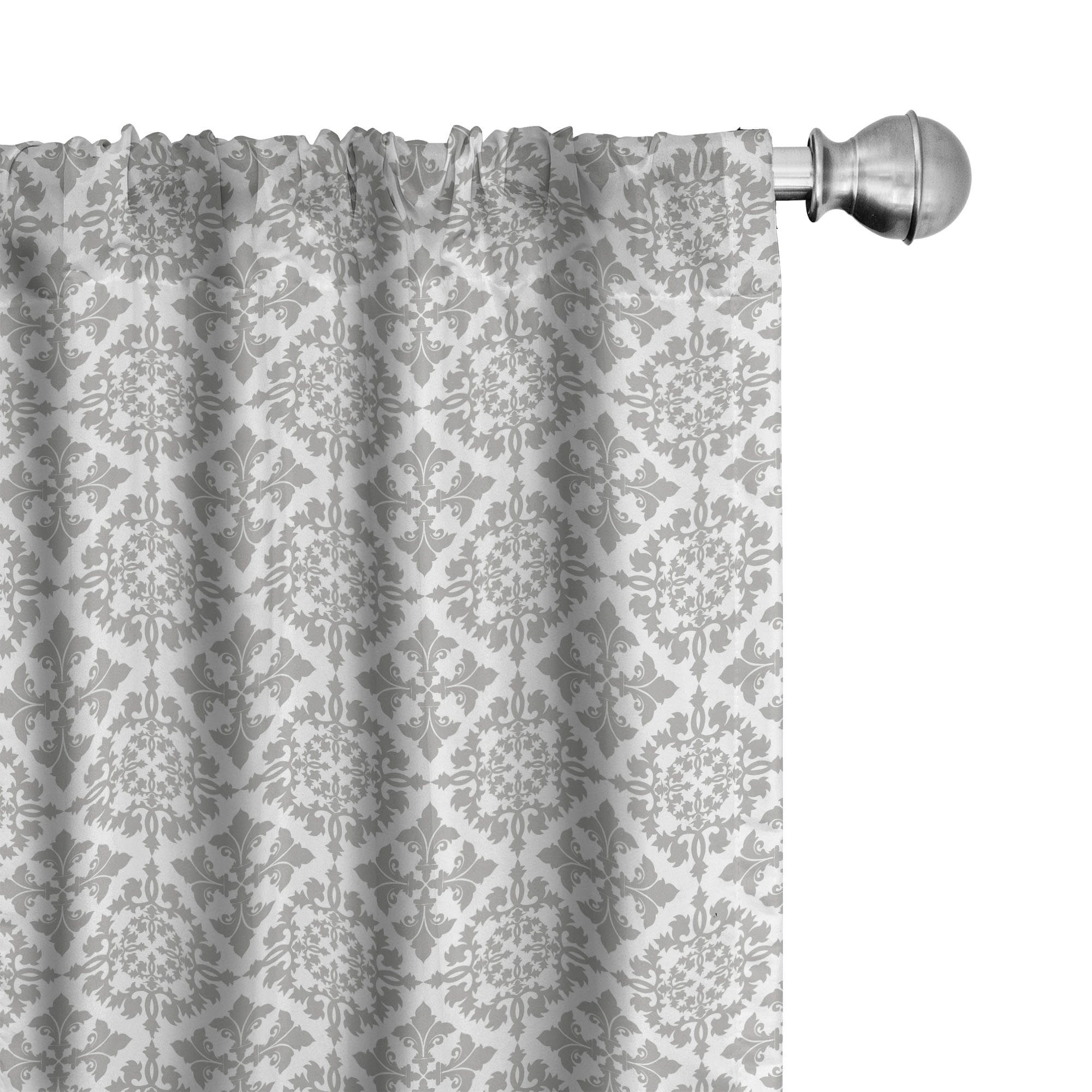 Ambesonne Grey Curtains, Victorian Damask Floral, Pair of 28"x95", Grey ...