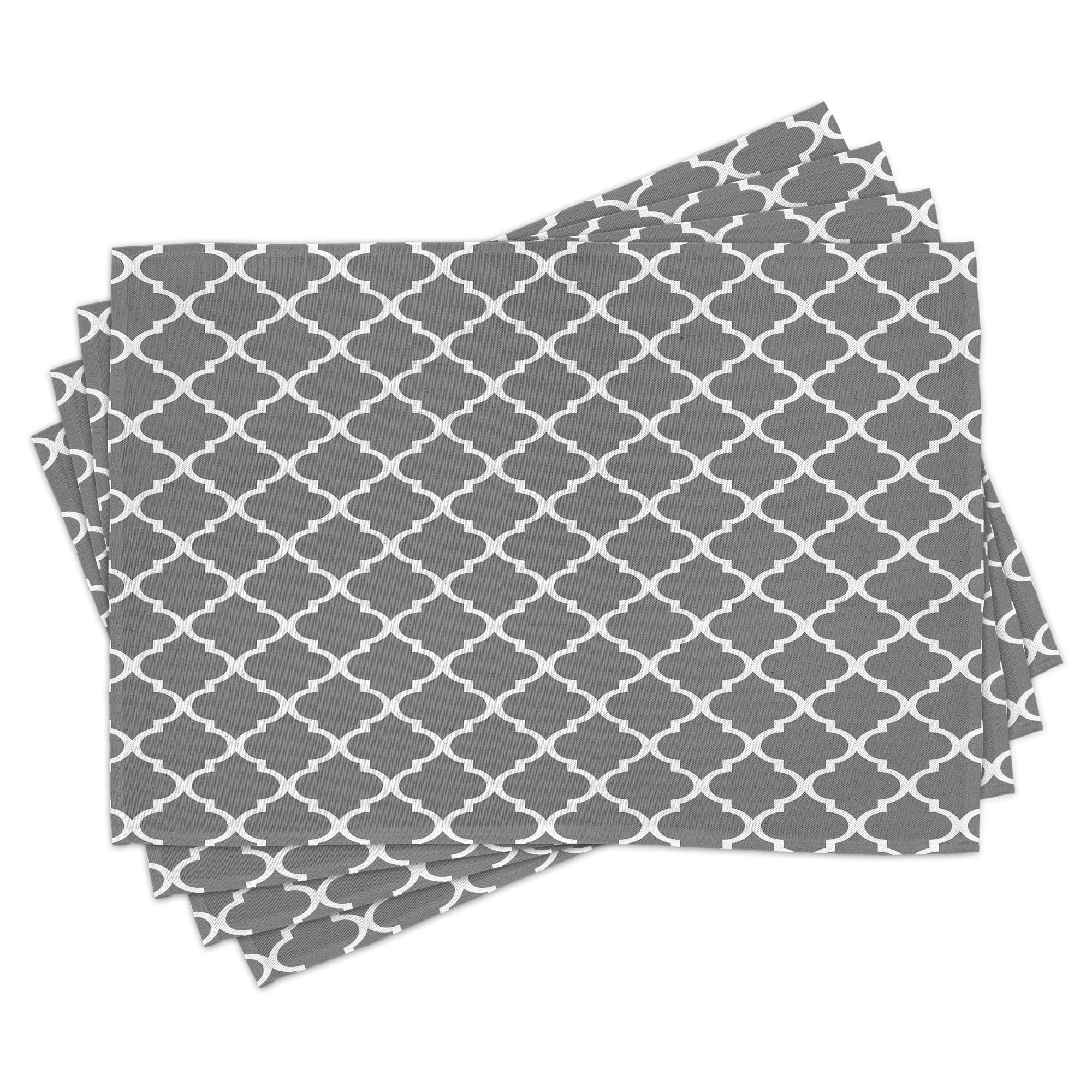 Ambesonne Grey Place Mats Set of 4, Barbed Country Inspired, Standard ...