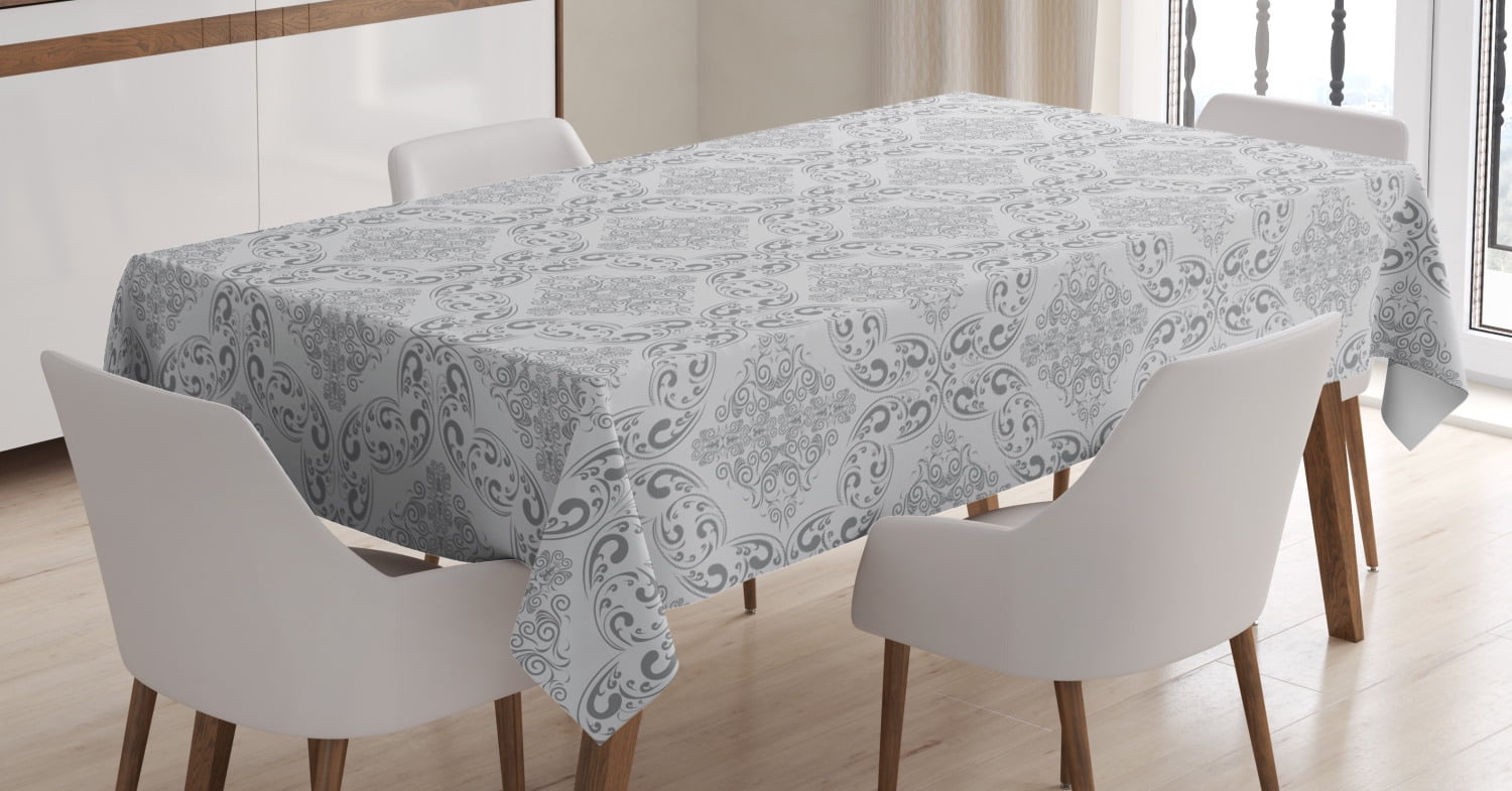 Ambesonne Grey Tablecloth Rectangular Table Cover, Victorian Regency ...