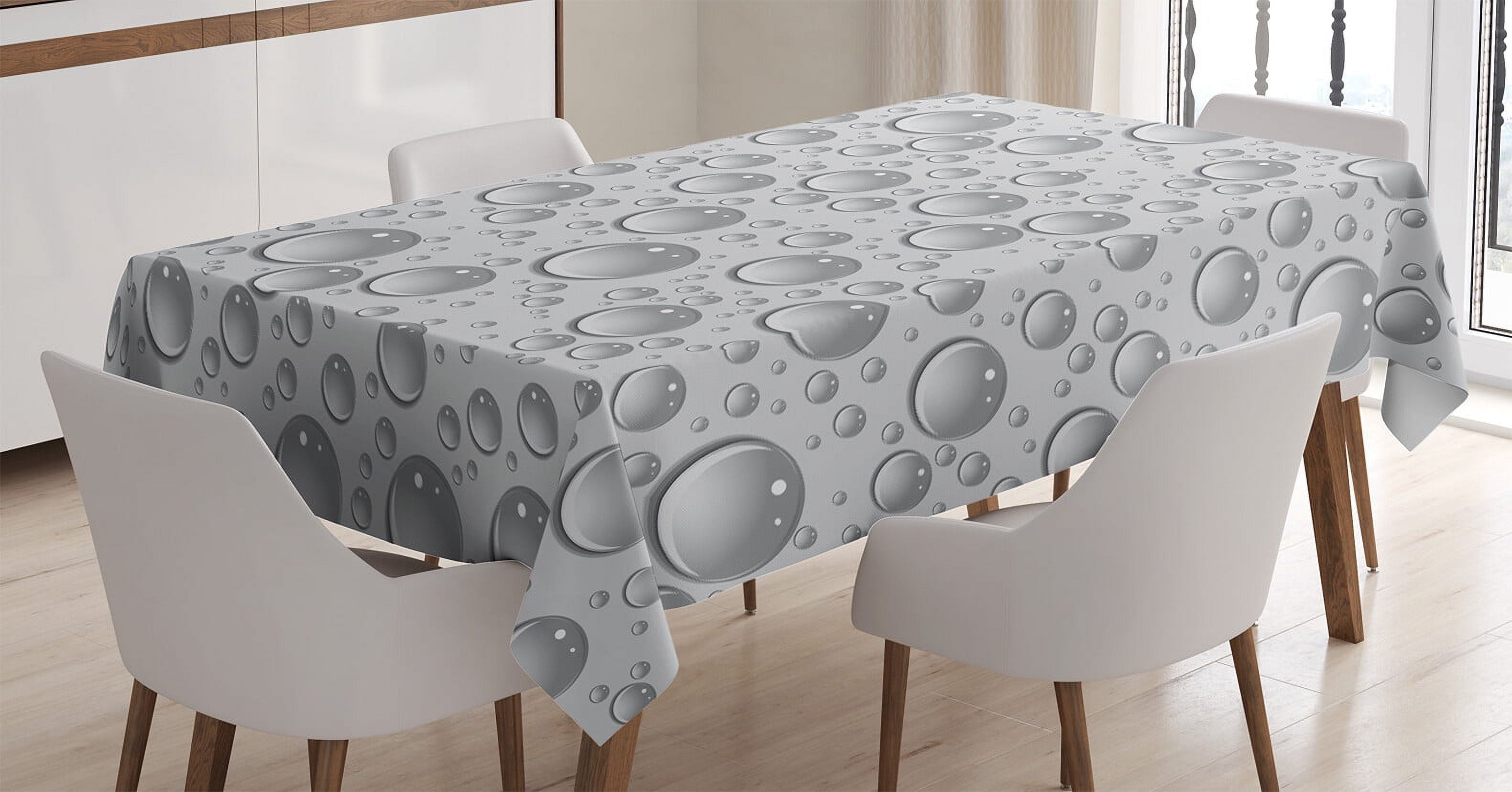 Ambesonne Grey Tablecloth Rectangular Table Cover, Waterdrops ...