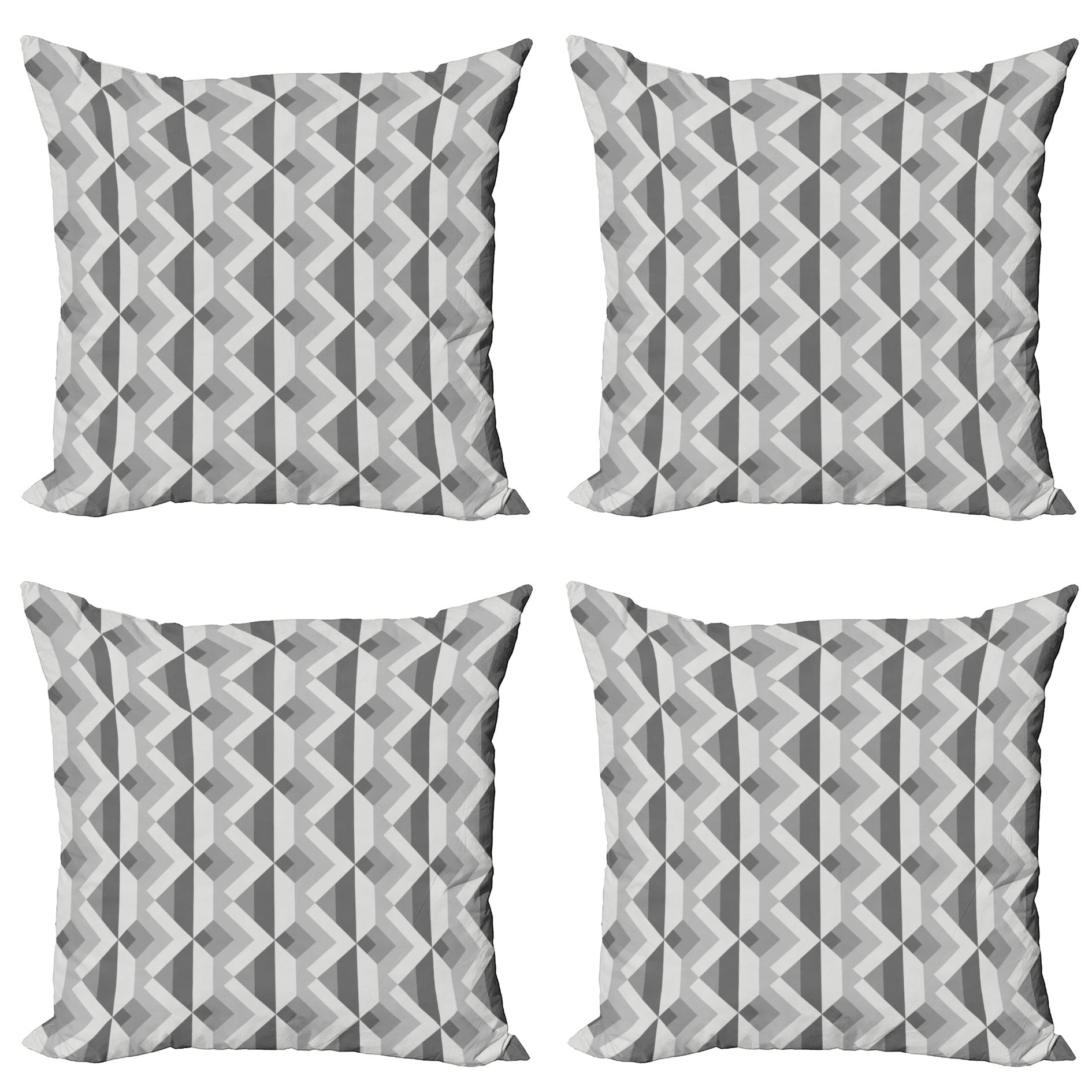 Ambesonne Grey Throw Pillow Cover 4 Pack, Retro Minimalist Pattern, 24 ...
