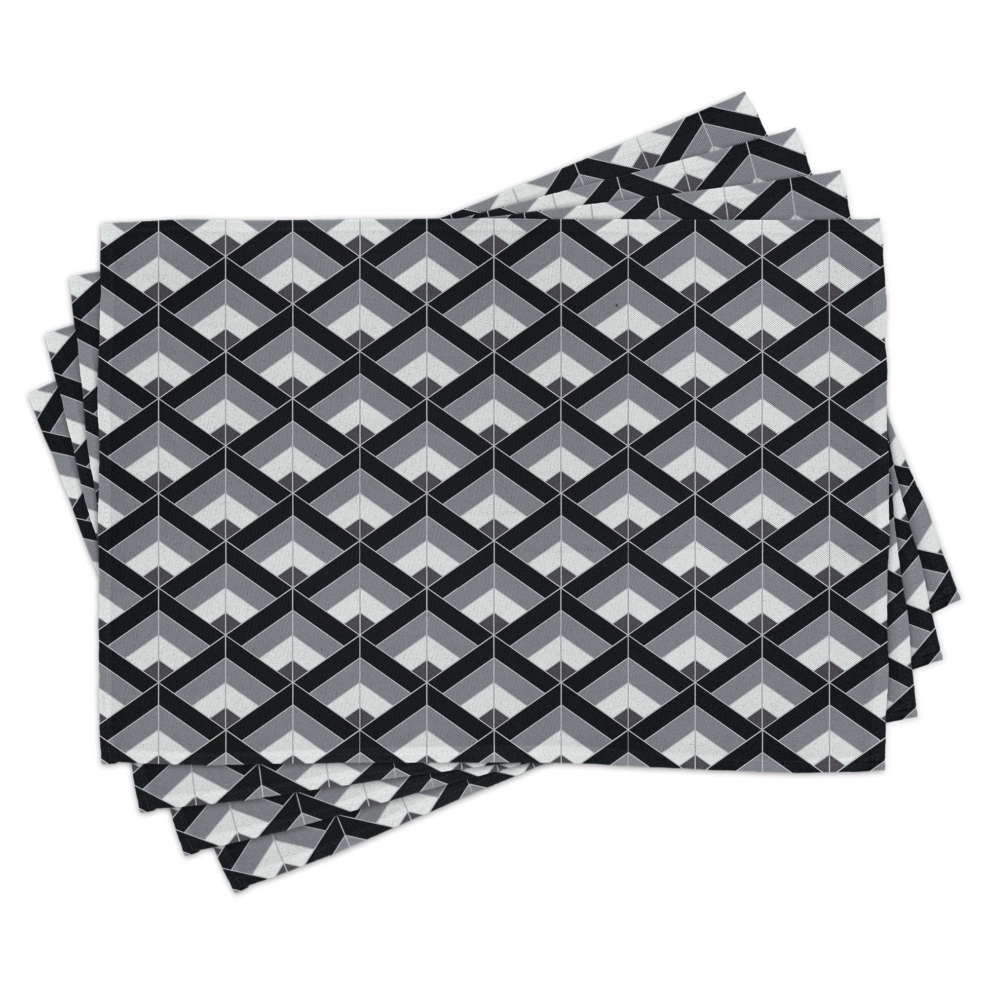 Ambesonne Grey and Black Place Mats Set of 4, Boho Geometrical ...