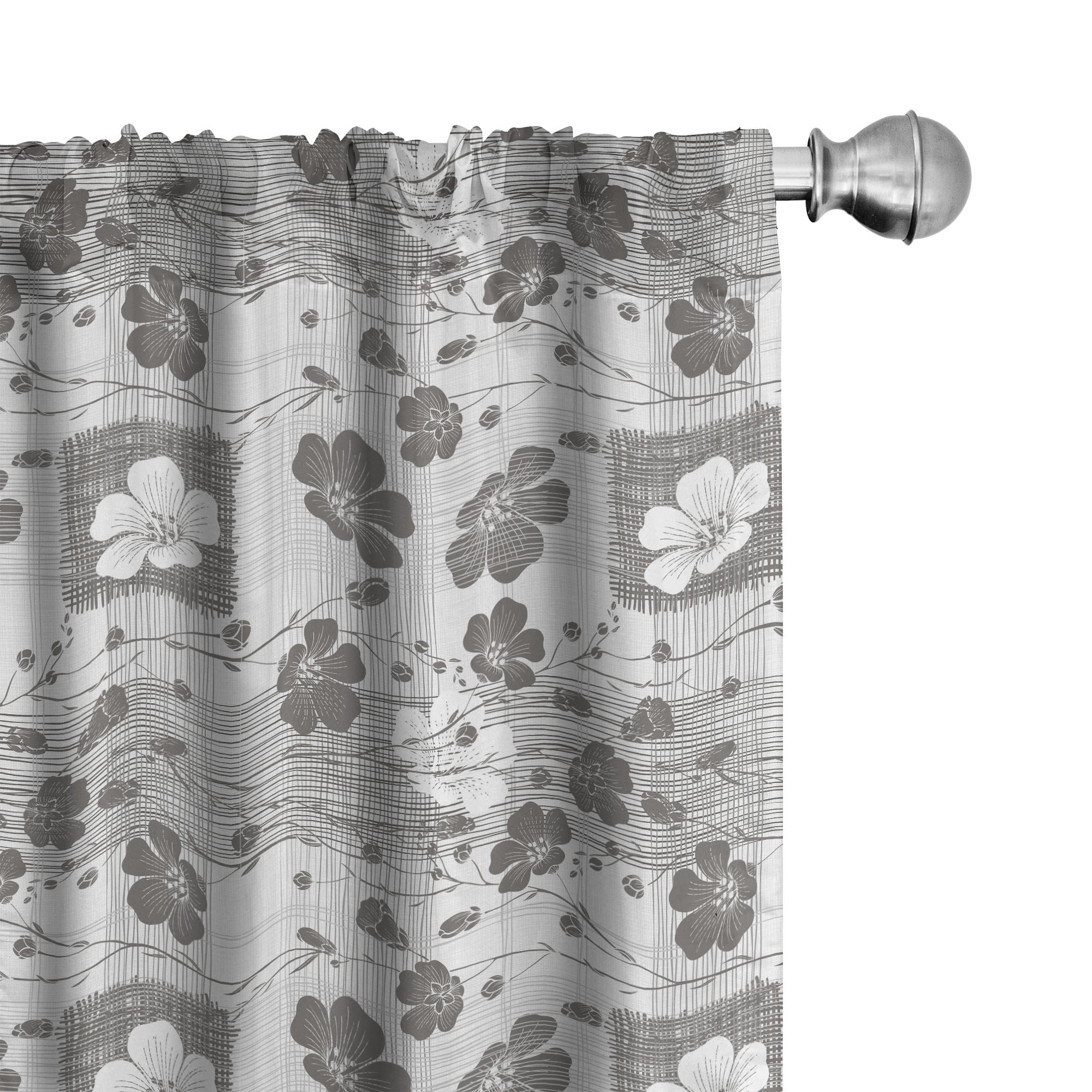 Ambesonne Grey and White Curtains, Inflorescence, Pair of 28"x95", Grey ...