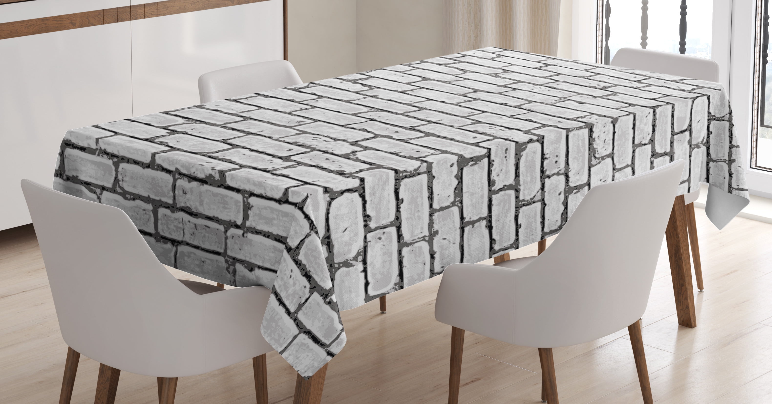 Ambesonne Grey and White Tablecloth Rectangular Table Cover, Retro ...