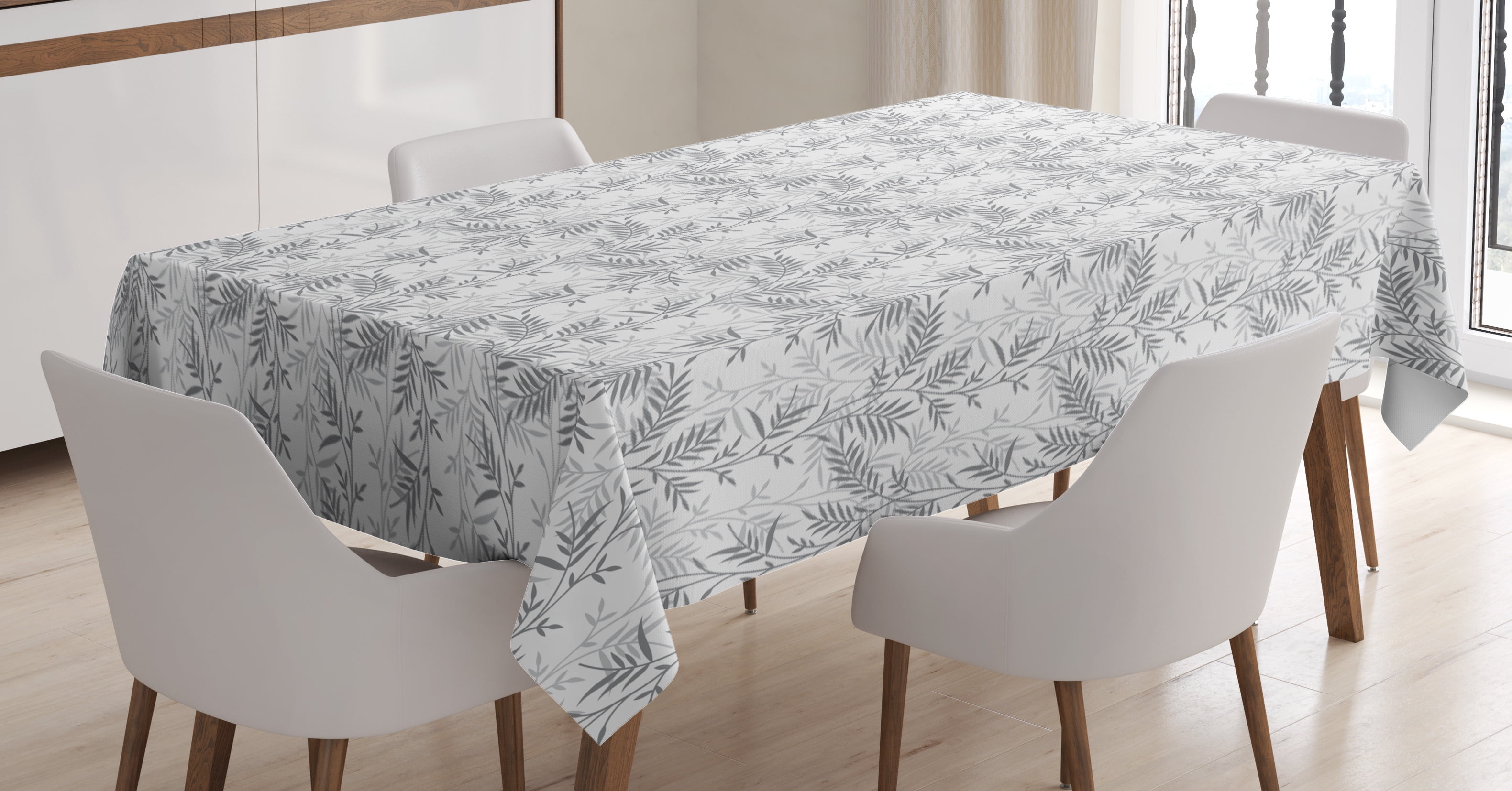 Ambesonne Grey and White Tablecloth Rectangular Table Cover, Rural ...