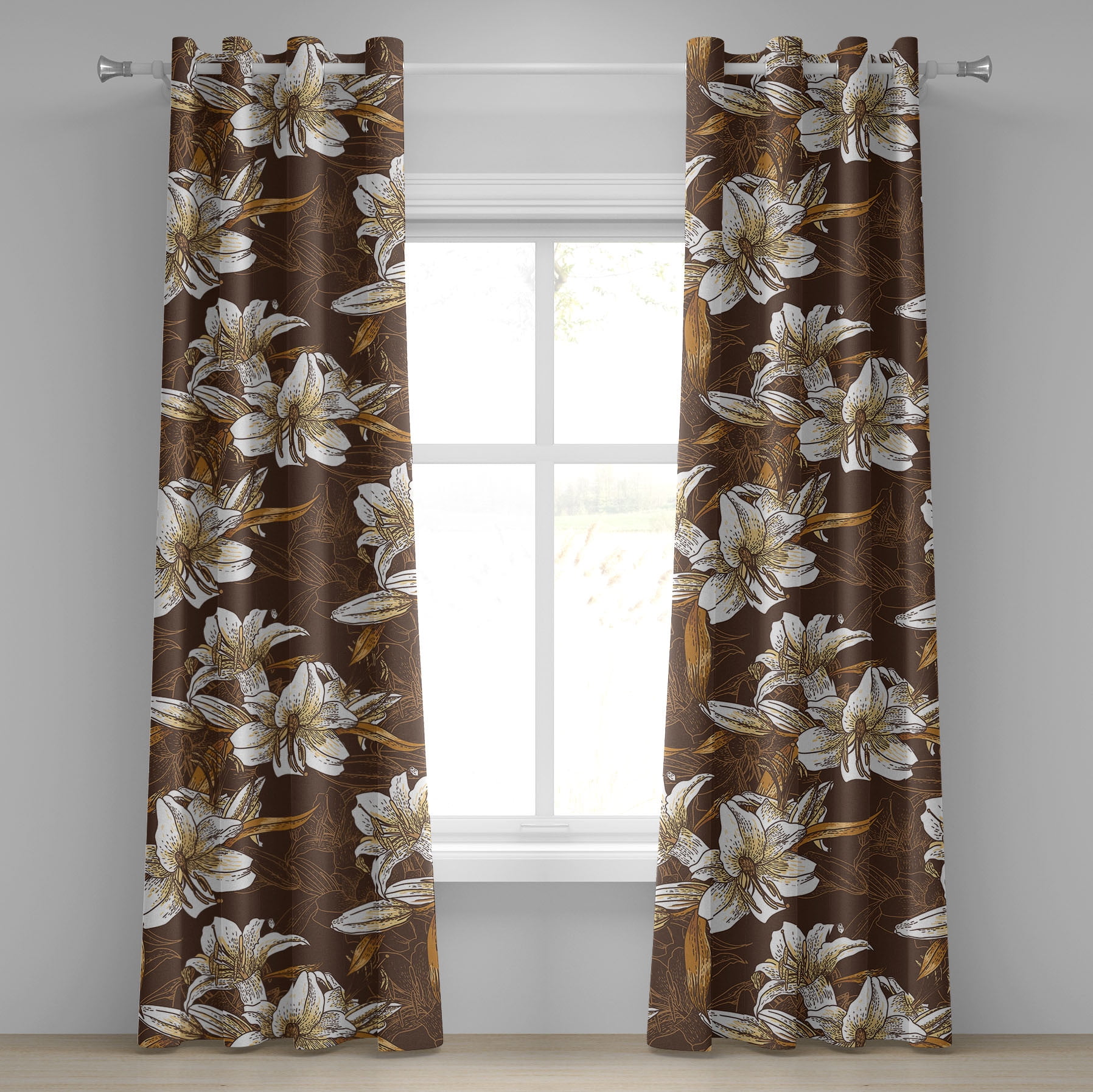 Ambesonne Grommet Curtain, , 50"x120", Maroon Eggshell Amber - Walmart.com