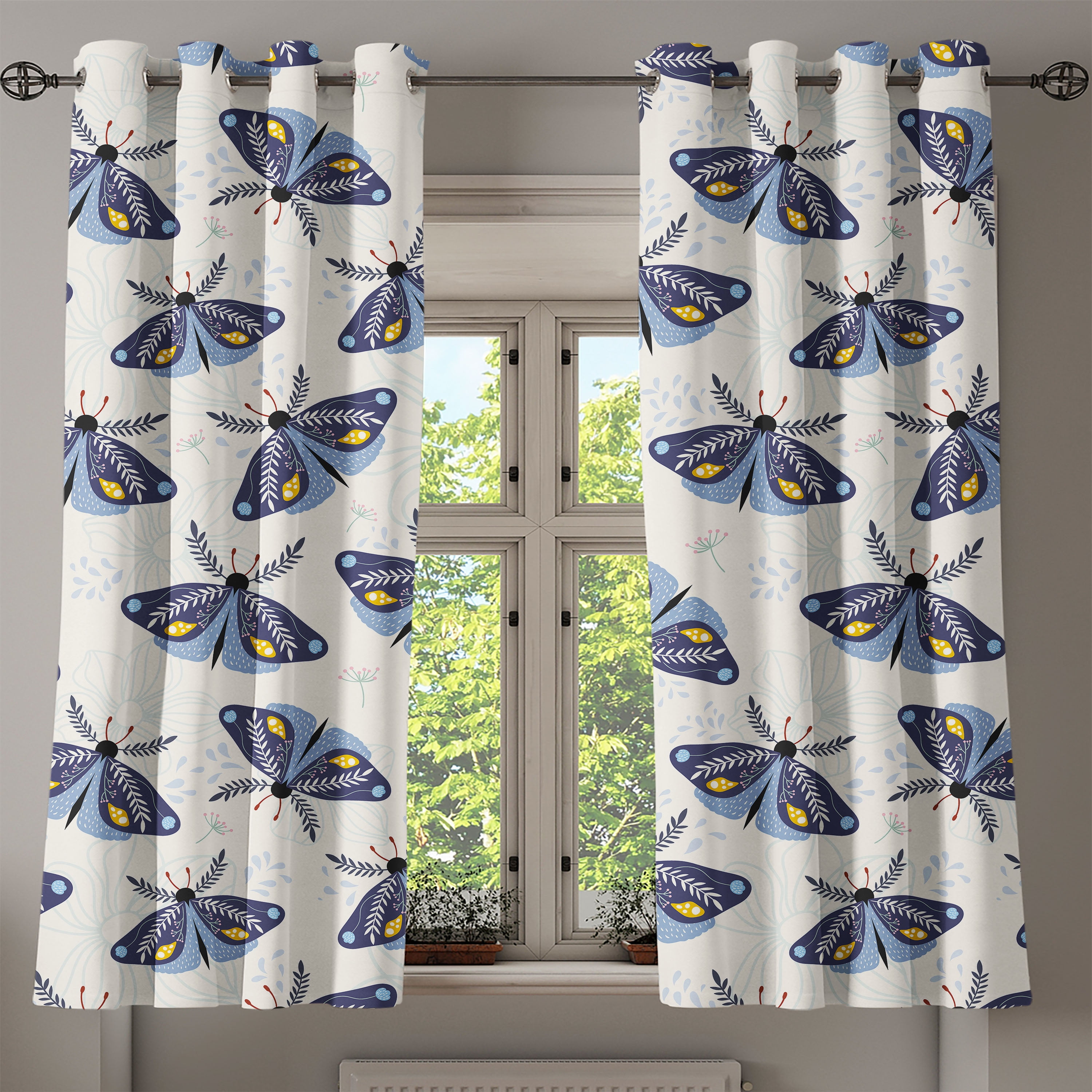 Ambesonne Grommet Curtain, , 50"x60", Dark Sky Blue Off White - Walmart.com