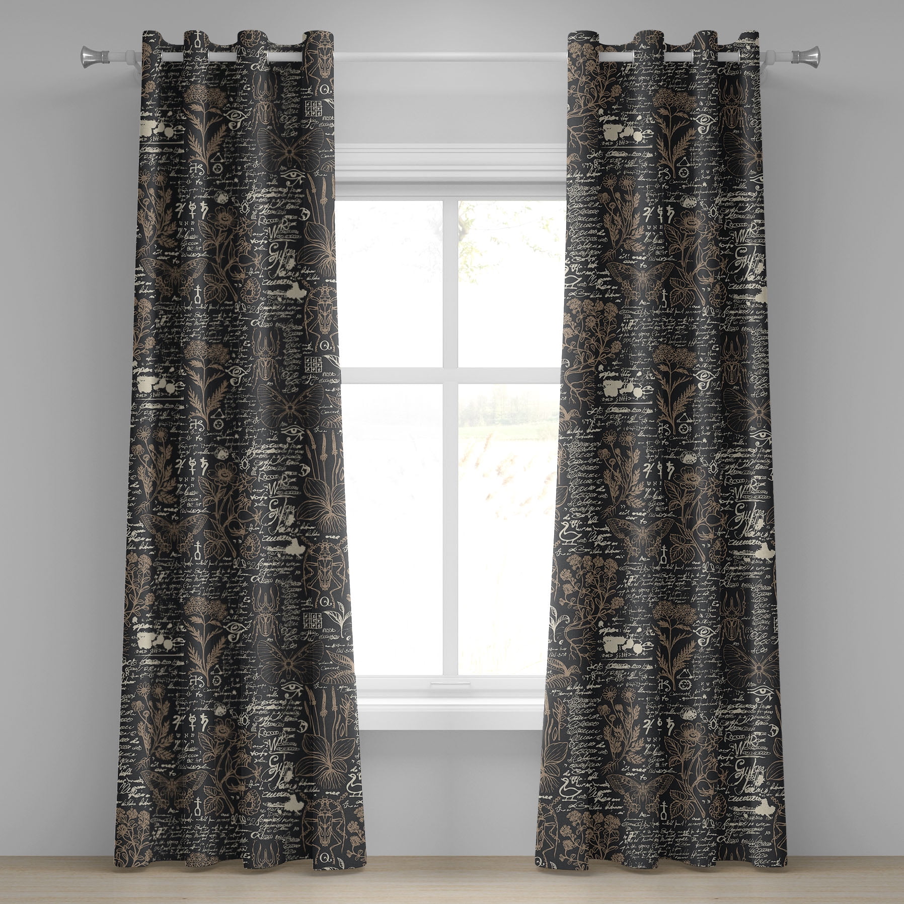 Ambesonne Grommet Curtain, , 50"x96", Dark Khaki Charcoal Grey ...