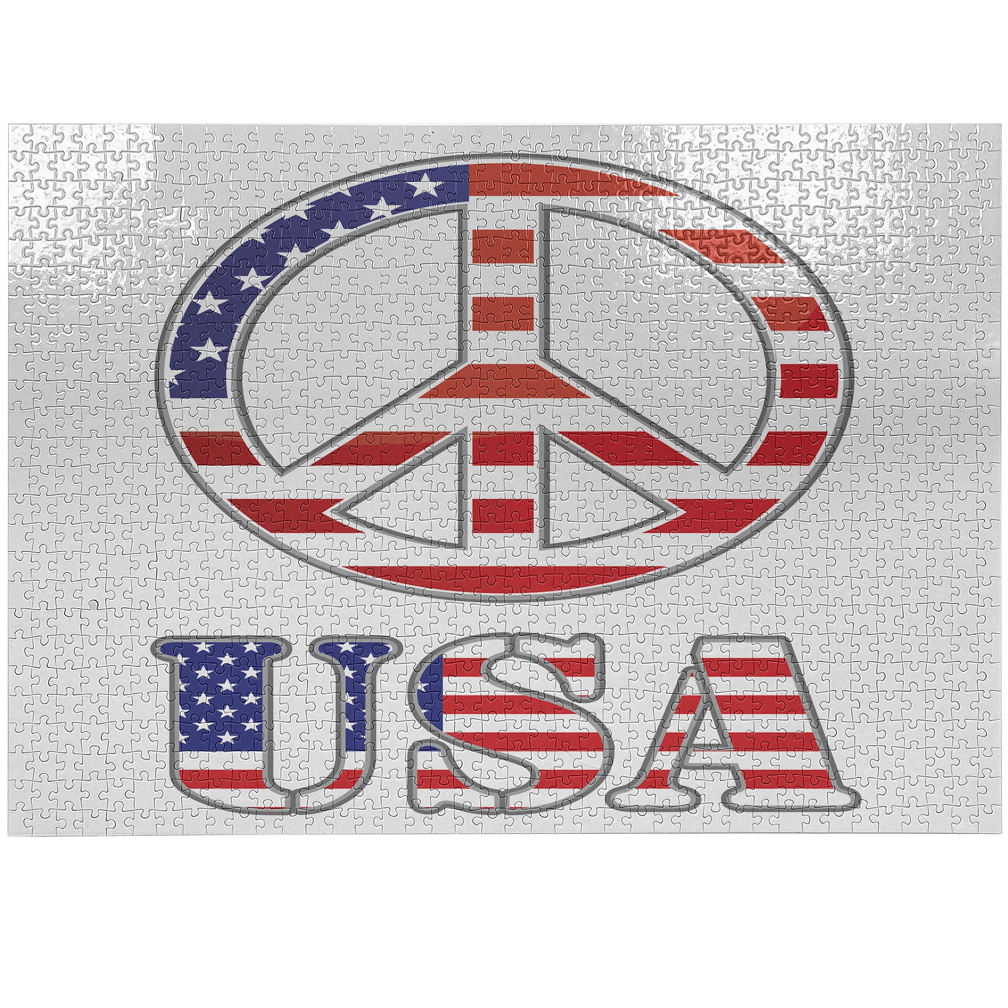 Ambesonne Groovy Jigsaw Puzzle, 70s Peace Sign American, Heirloom ...