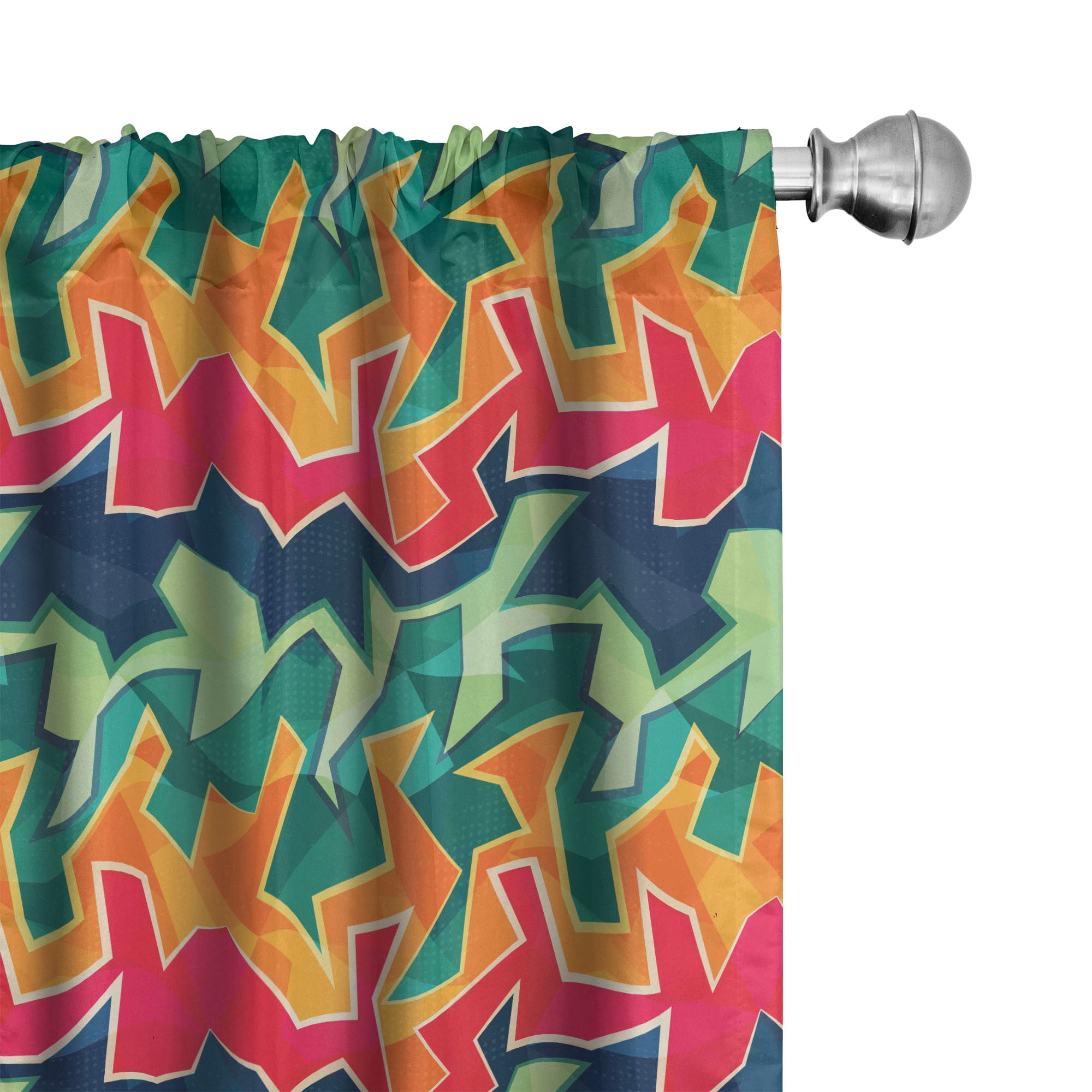 Ambesonne Grunge Curtains, Crazy Funky Graffiti, Pair of 28"x95 ...
