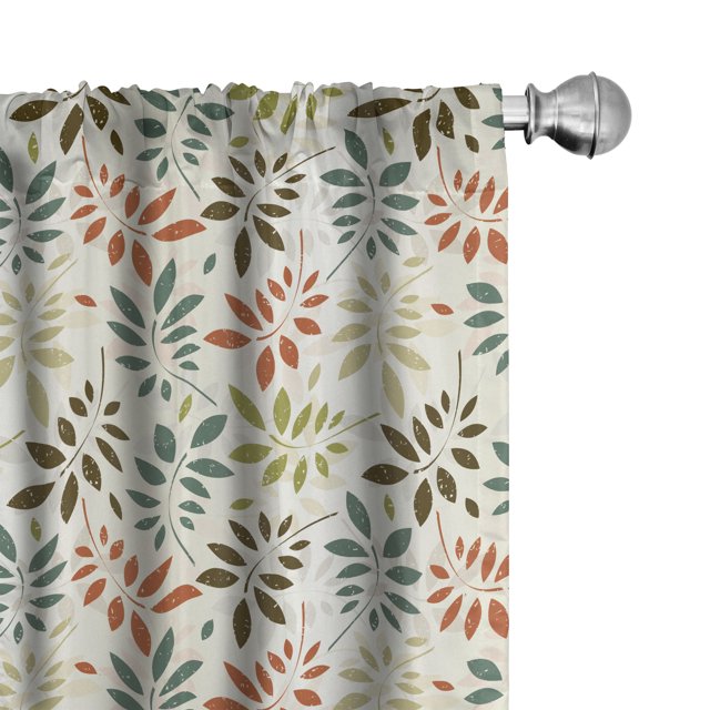 Ambesonne Grunge Curtains, Vintage Falling Leaves, Pair of 28"x63 ...