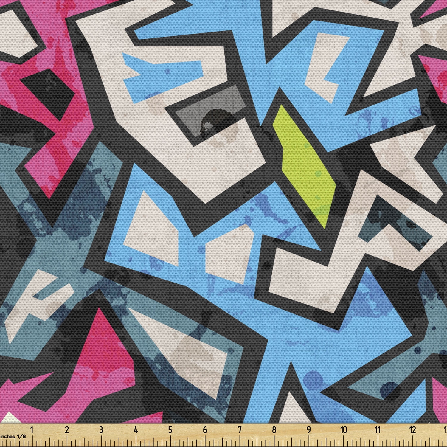 Ambesonne Grunge Fabric by the Yard Upholstery, Street Art Graffiti ...