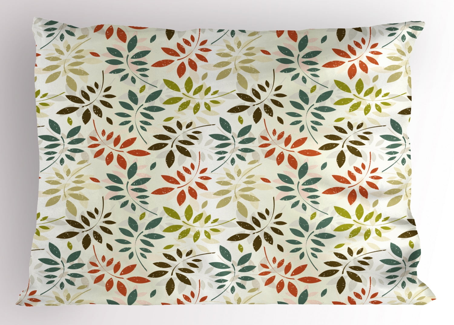 Ambesonne Grunge Pillow Sham, Vintage Falling Leaves, 36" X 20 ...