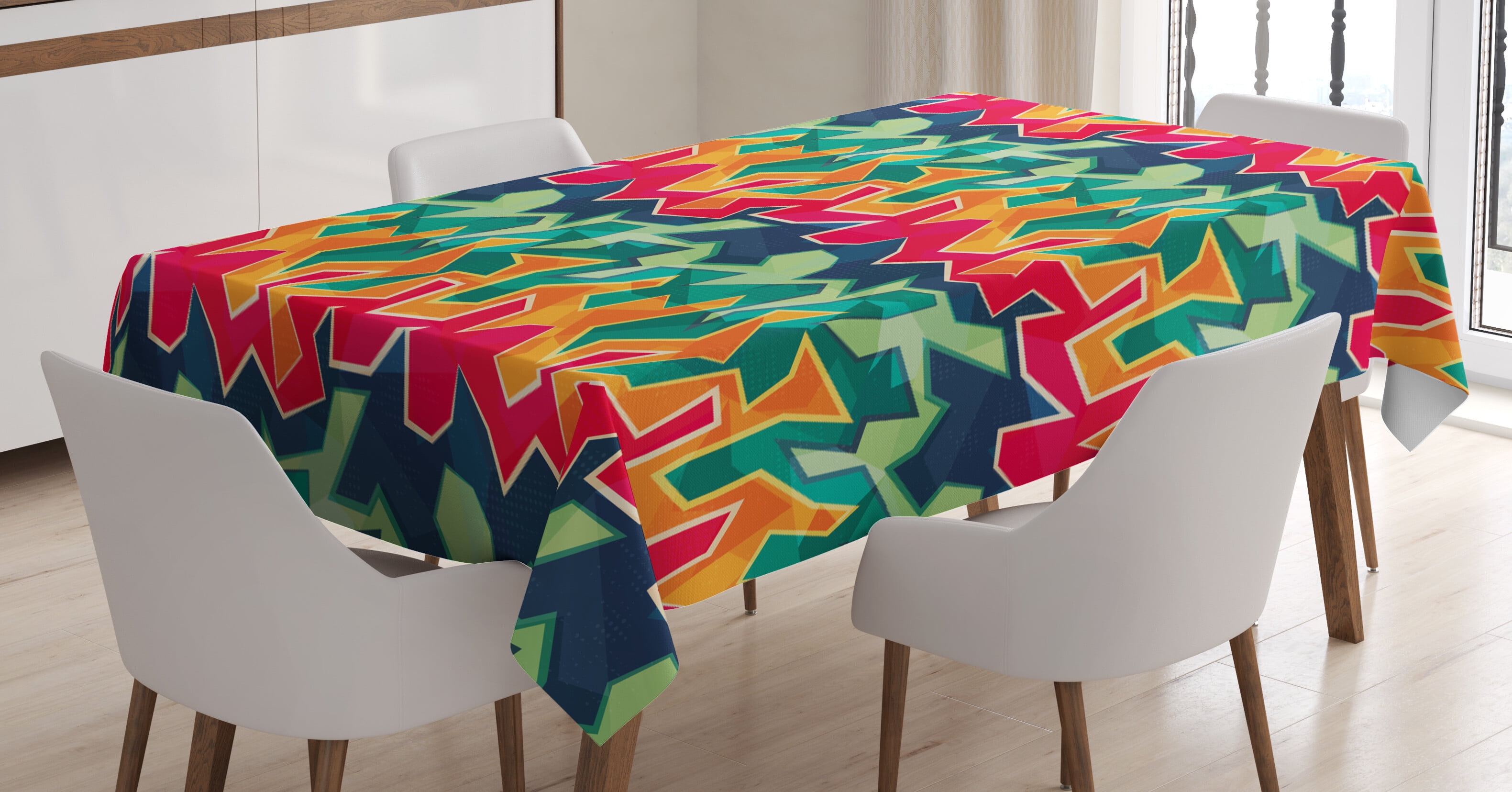 Ambesonne Grunge Tablecloth Rectangular Table Cover, Crazy Funky ...