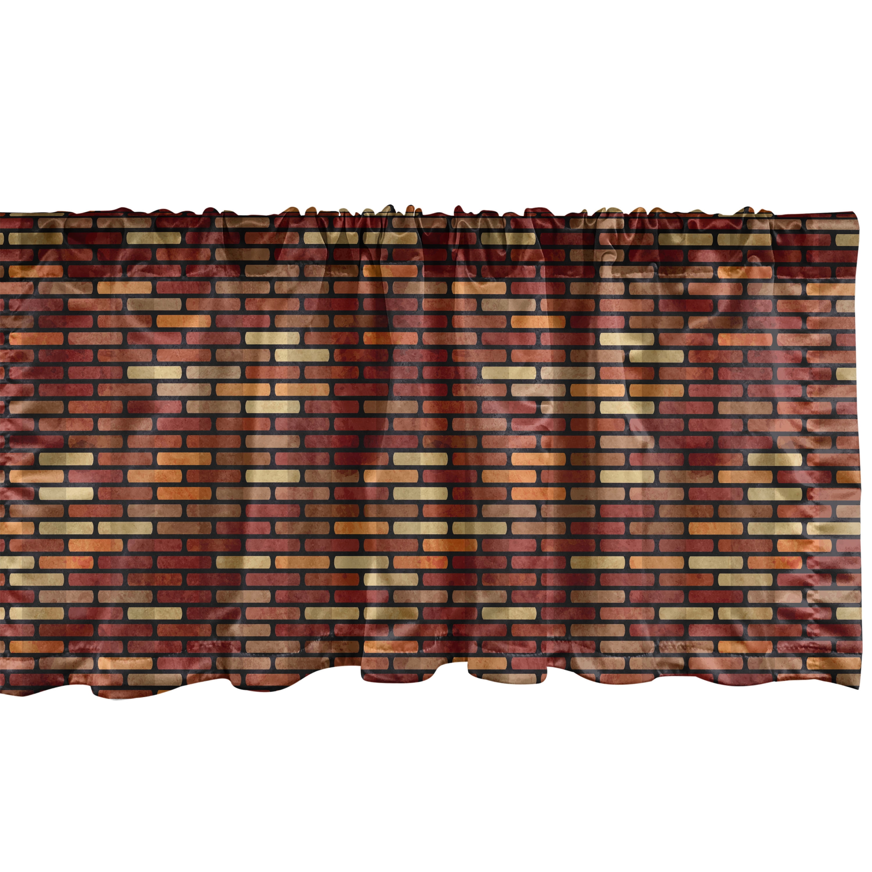 Ambesonne Grunge Window Valance, Brick Wall with Earthy Colors ...