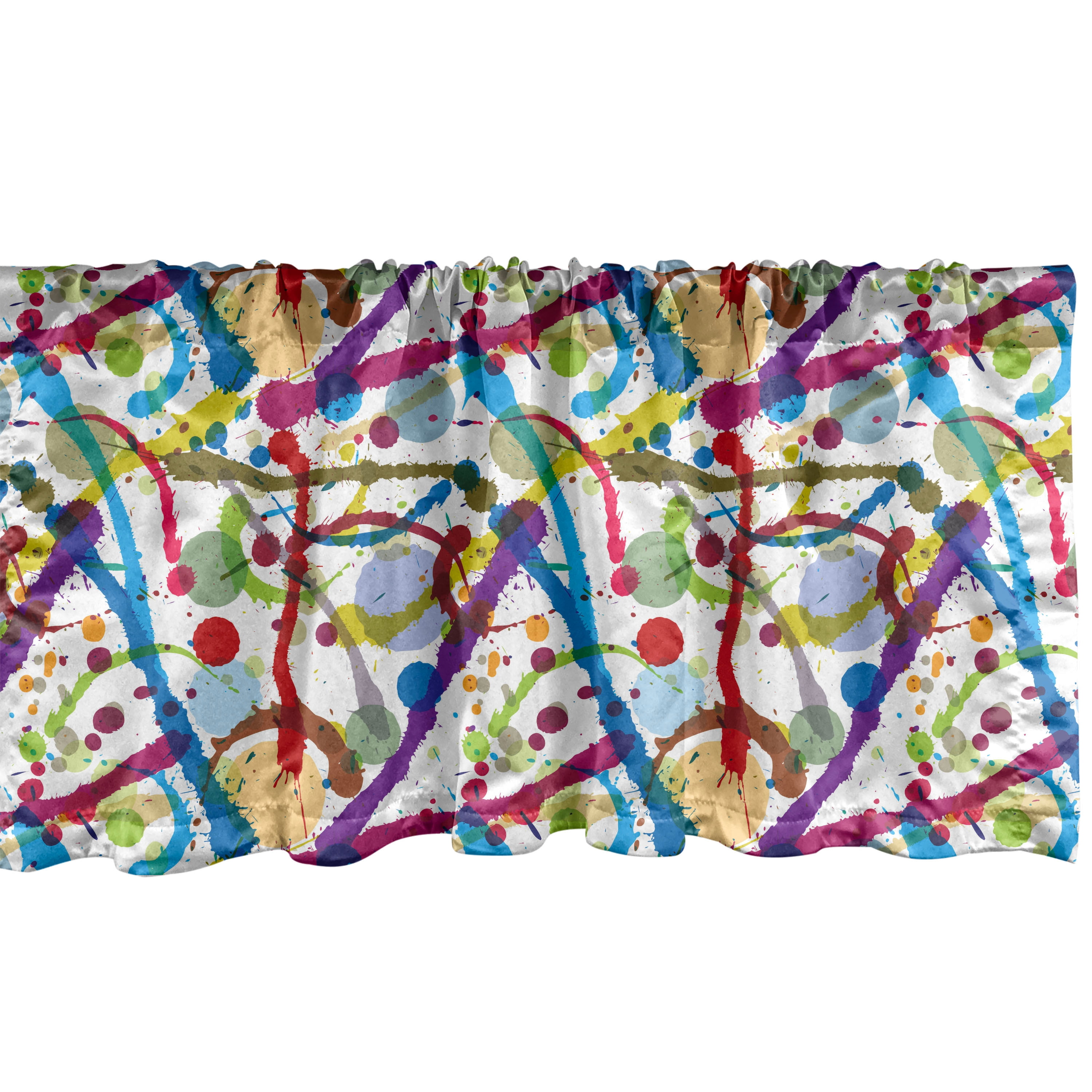 Ambesonne Grunge Window Valance, Colorful Ink Splash Display, 54" X 12 ...