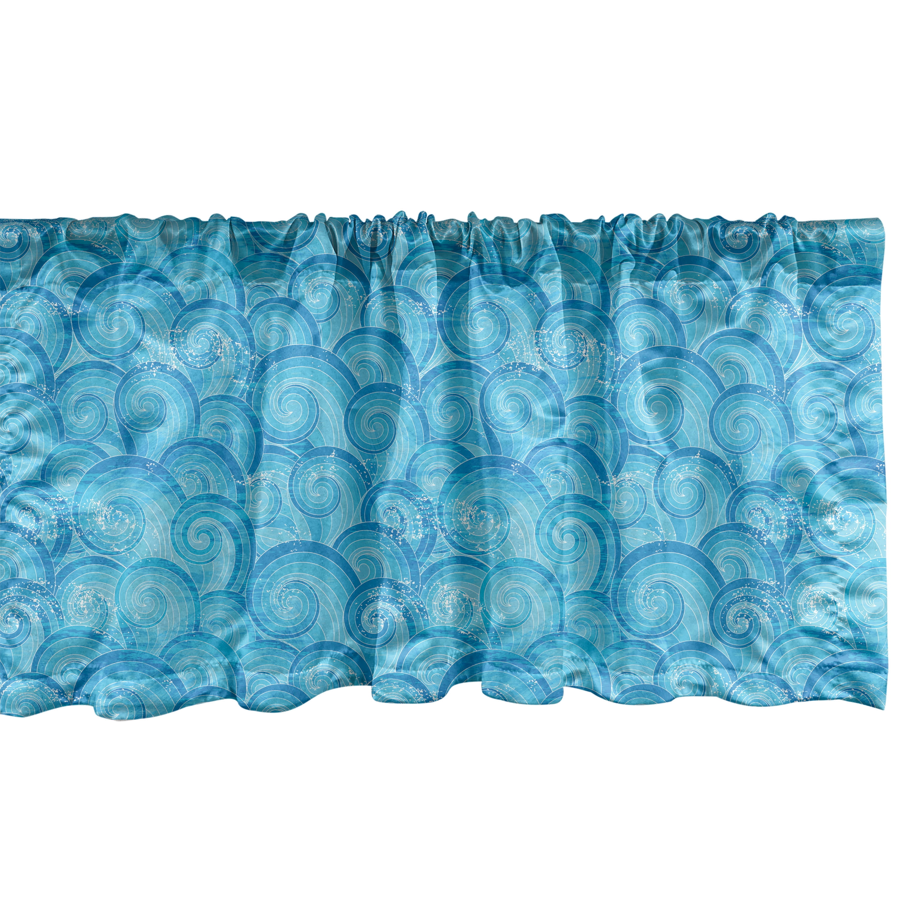Ambesonne Grunge Window Valance, Swirly Sea Curls Ocean Waves, 42" x 18 ...