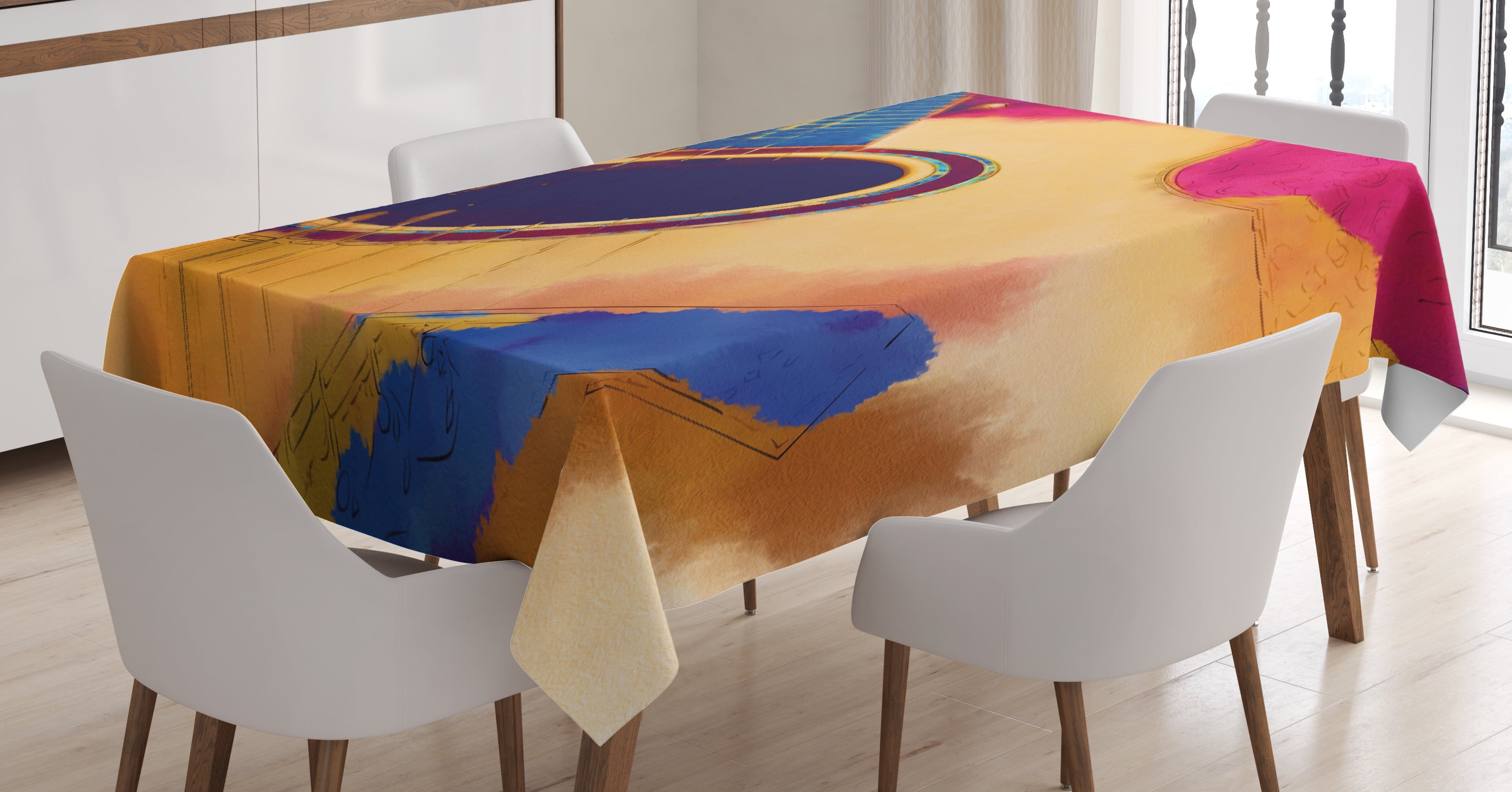 Ambesonne Guitar Tablecloth Rectangular Table Cover, Abstract Strings ...