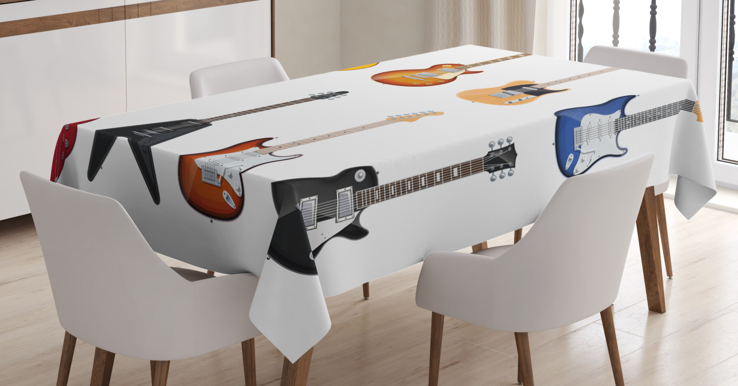 Ambesonne Guitar Tablecloth Rectangular Table Cover, String Instruments ...